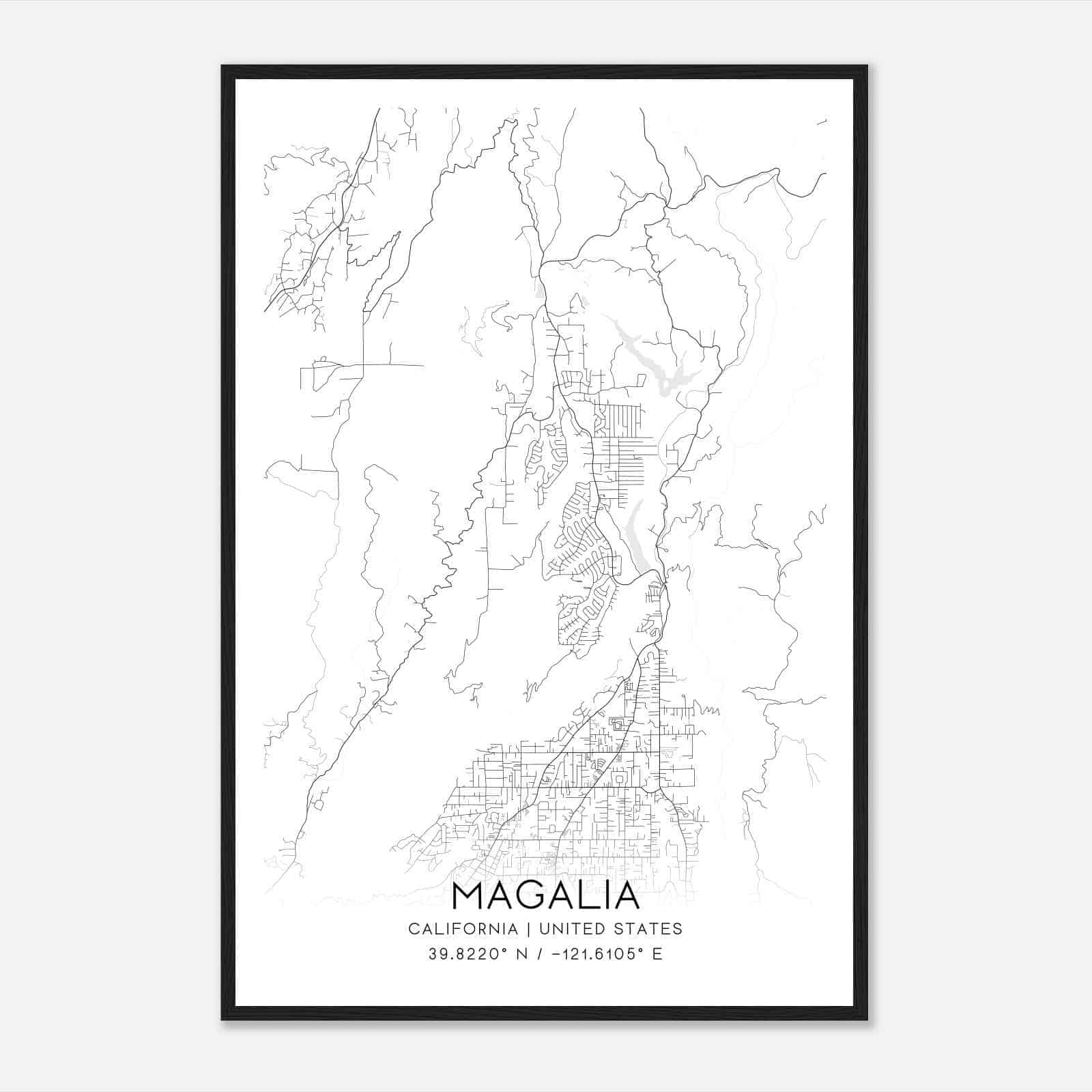 Magalia California Map Poster, Modern Home Decor Wall Art Print ...