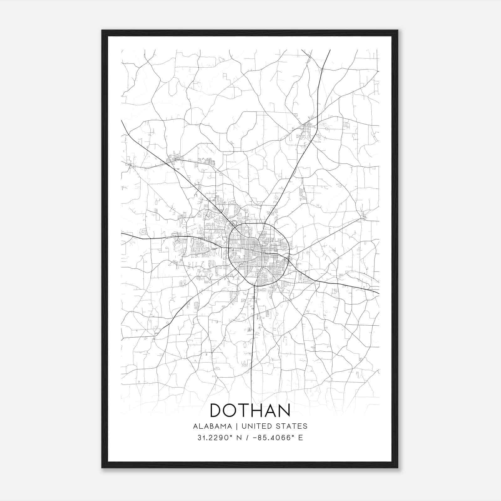 Dothan Alabama Map Poster, Modern Home Decor Wall Art Print - Custom ...
