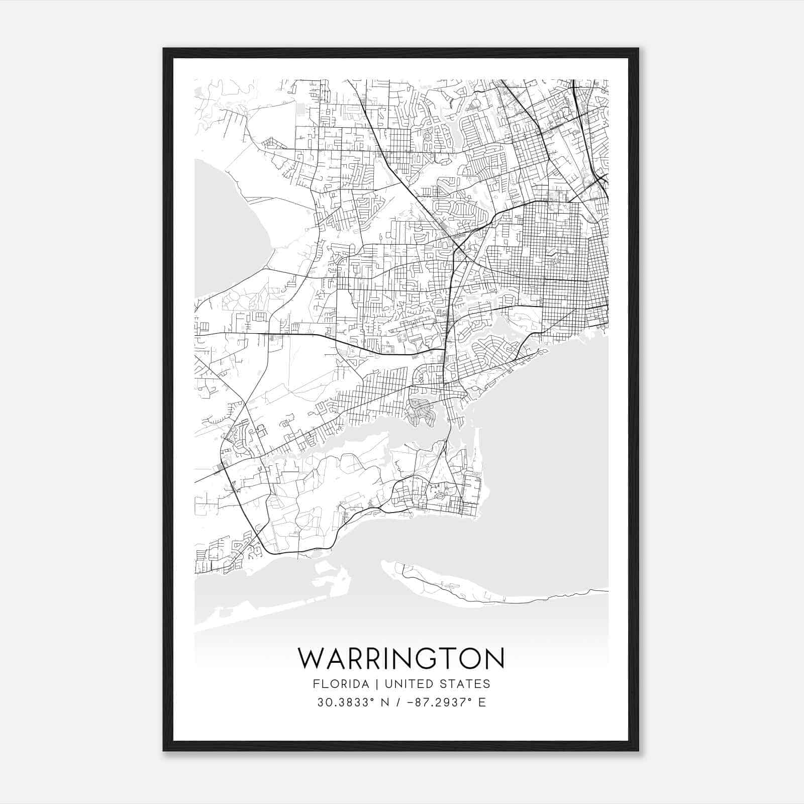 Warrington Florida Map Poster, Modern Home Decor Wall Art Print ...