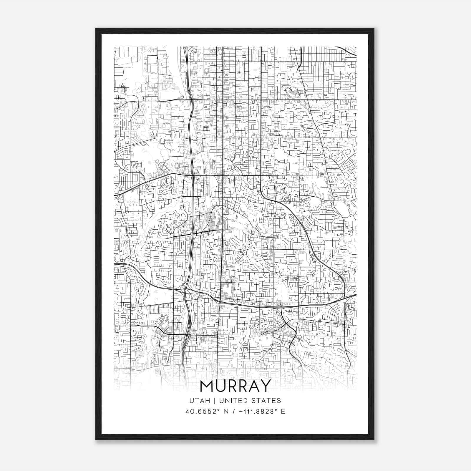 Murray Utah Map Poster, Modern Home Decor Wall Art Print - Custom Maps ...
