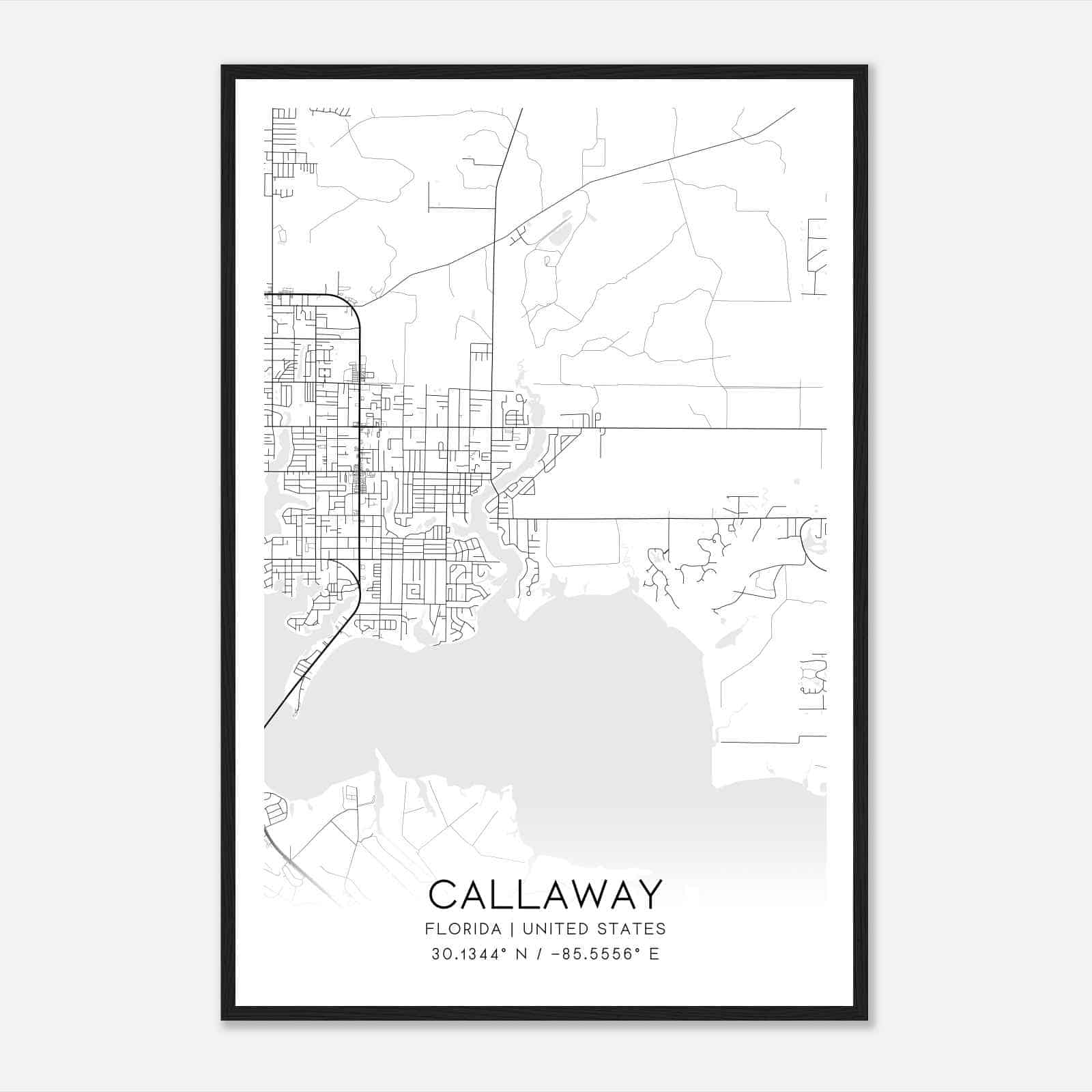 Callaway Florida Map Poster, Modern Home Decor Wall Art Print - Custom ...