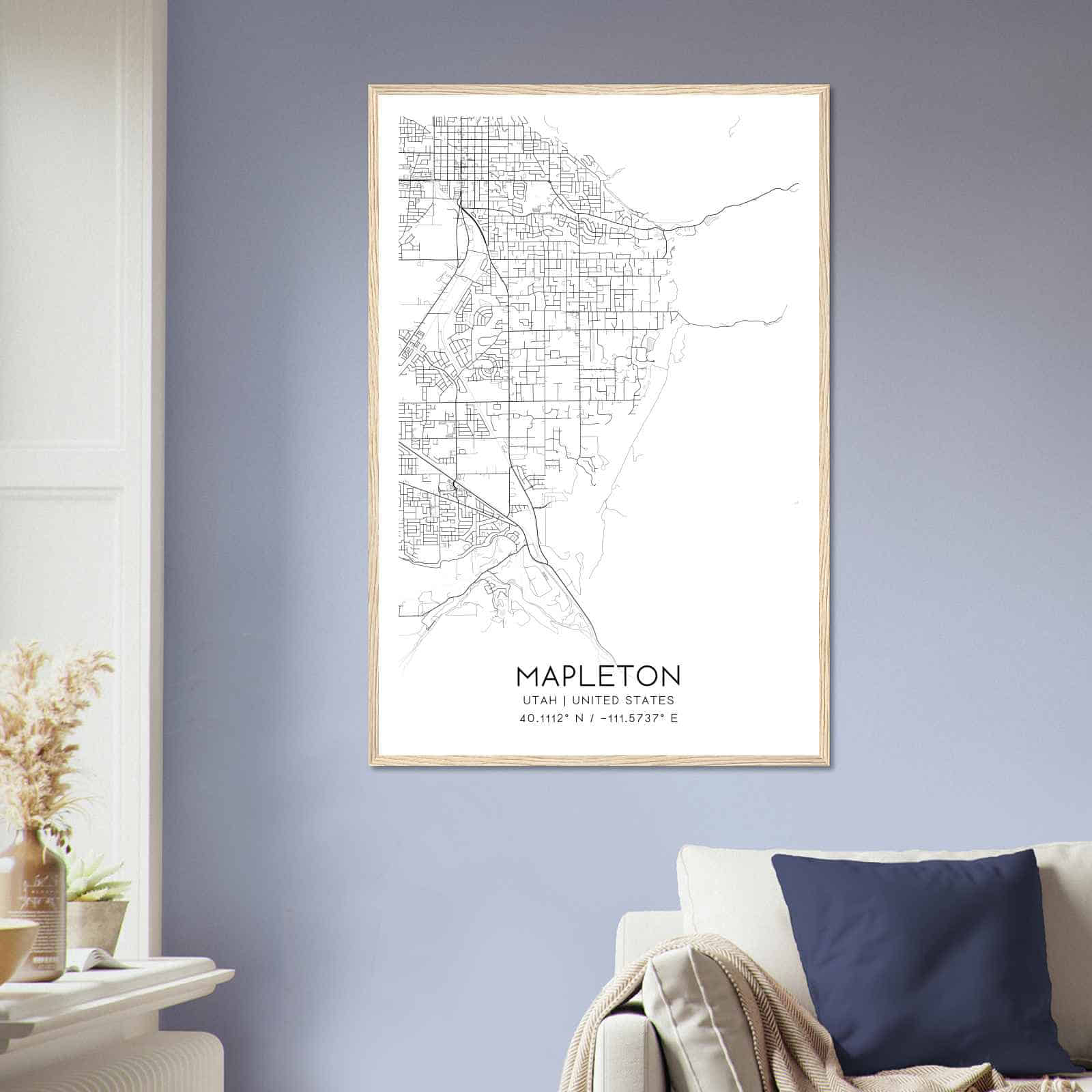 Mapleton Utah Map Poster, Modern Home Decor Wall Art Print - Custom ...