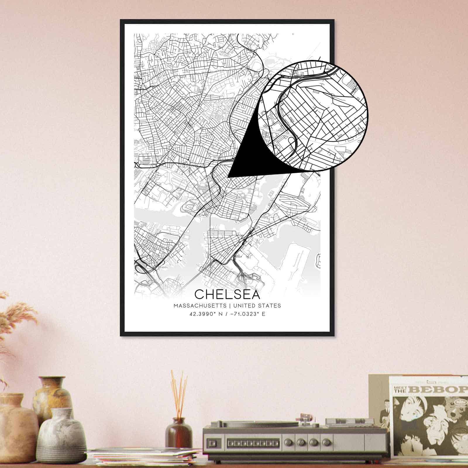 Chelsea Massachusetts Map Poster, Modern Home Decor Wall Art Print ...
