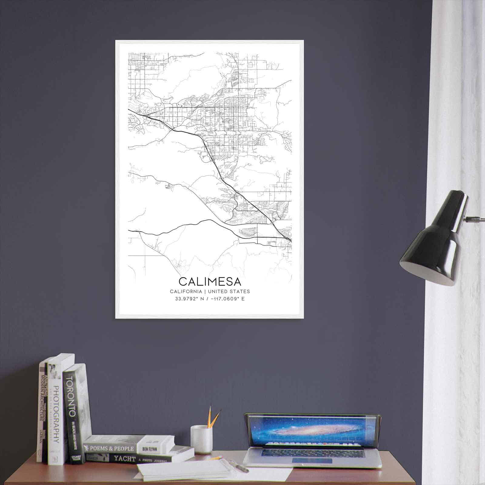 Calimesa California Map Poster, Modern Home Decor Wall Art Print ...