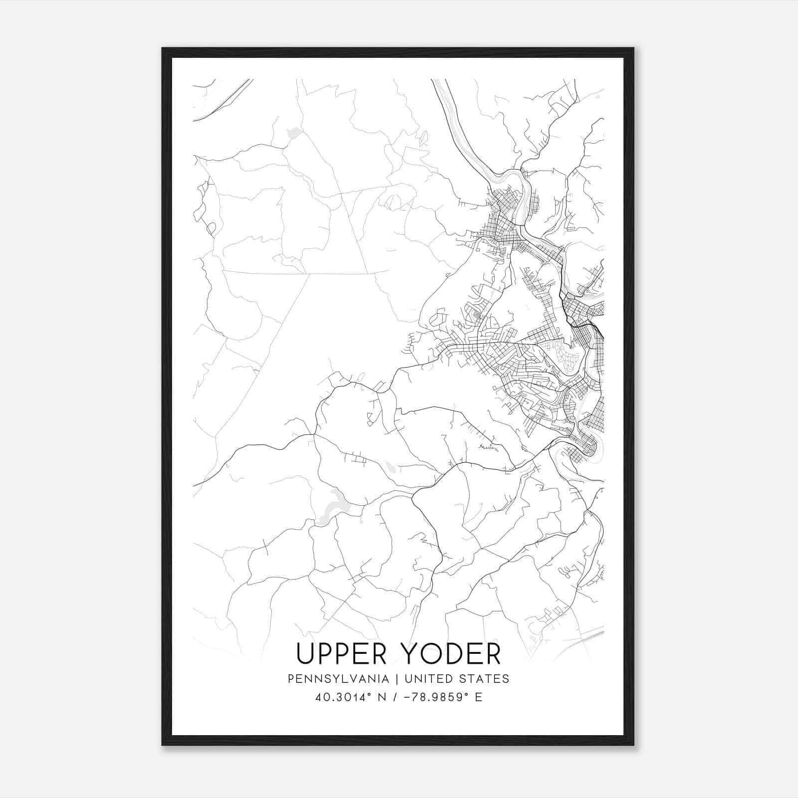 Upper Yoder Pennsylvania Map Poster, Modern Home Decor Wall Art Print ...
