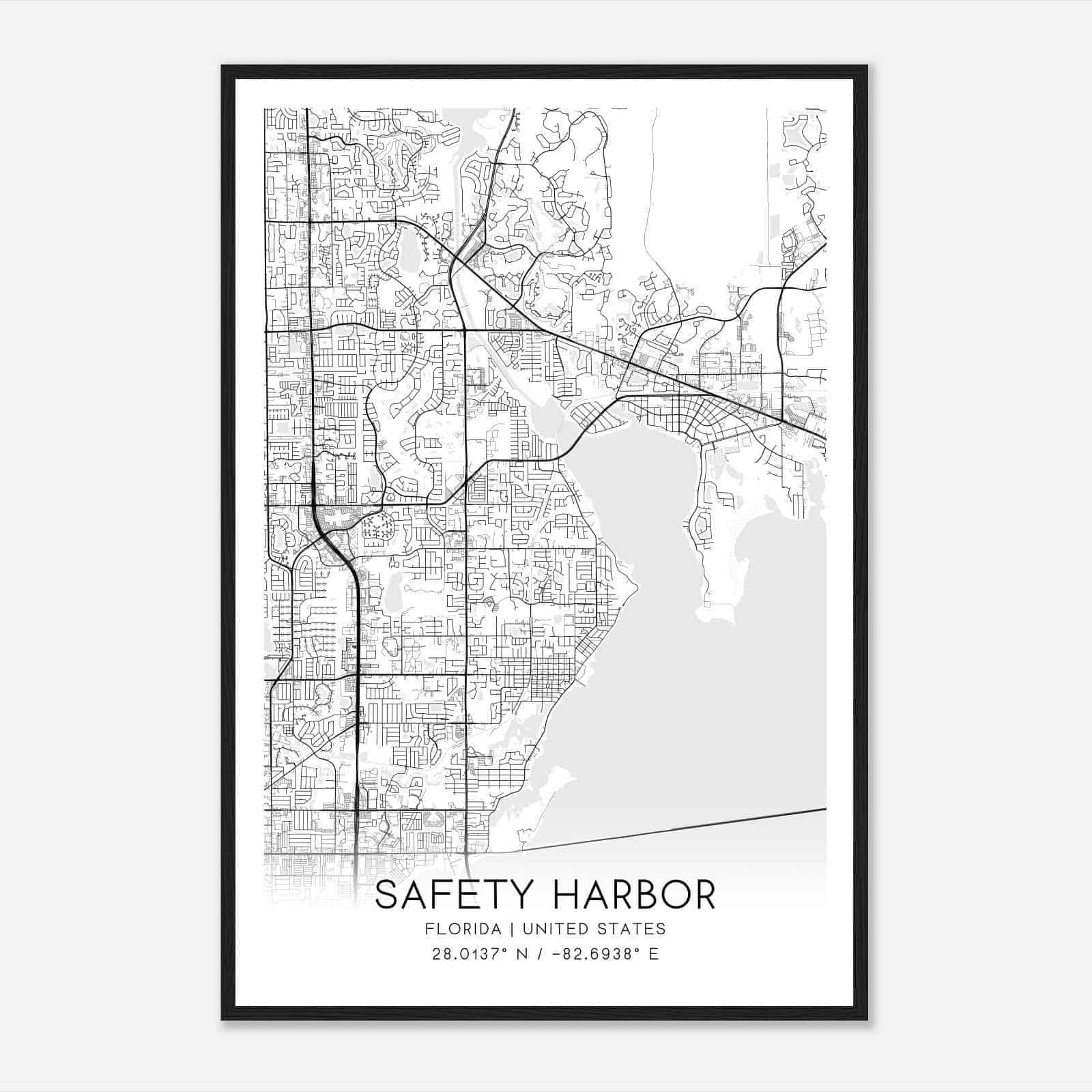 Safety Harbor Florida Map Poster, Modern Home Decor Wall Art Print ...