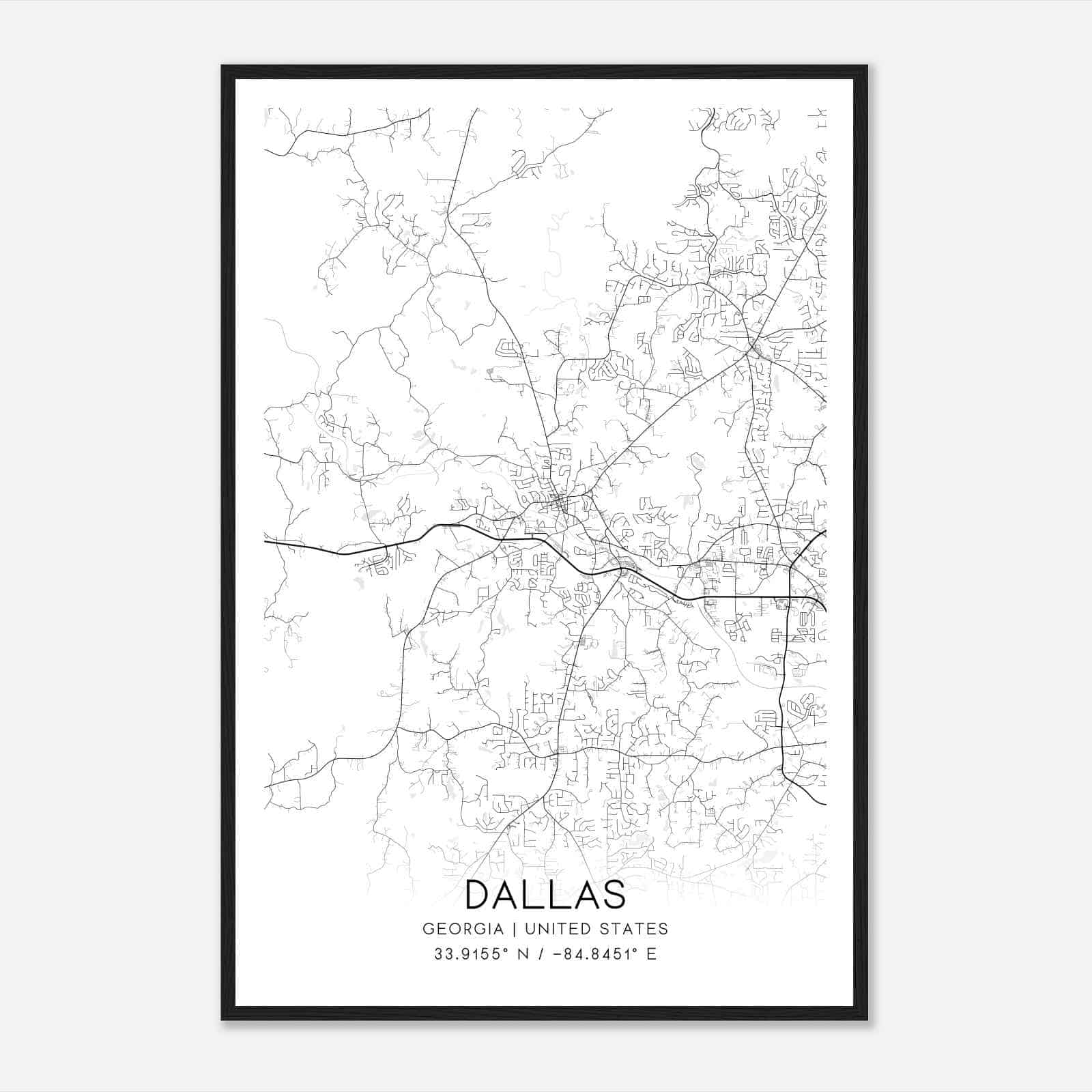Dallas Georgia Map Poster, Modern Home Decor Wall Art Print - Custom ...