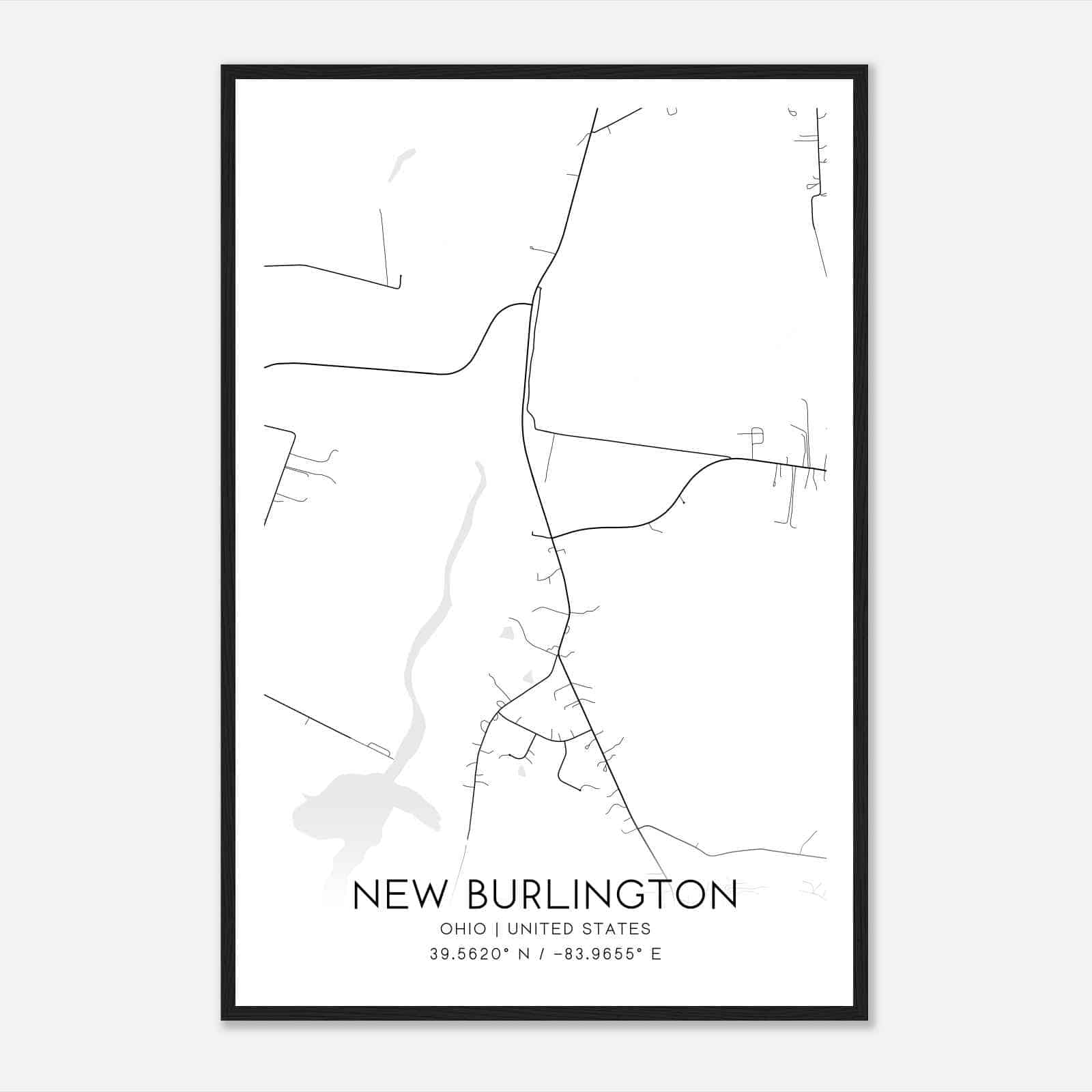 New Burlington Ohio Map Poster, Modern Home Decor Wall Art Print ...