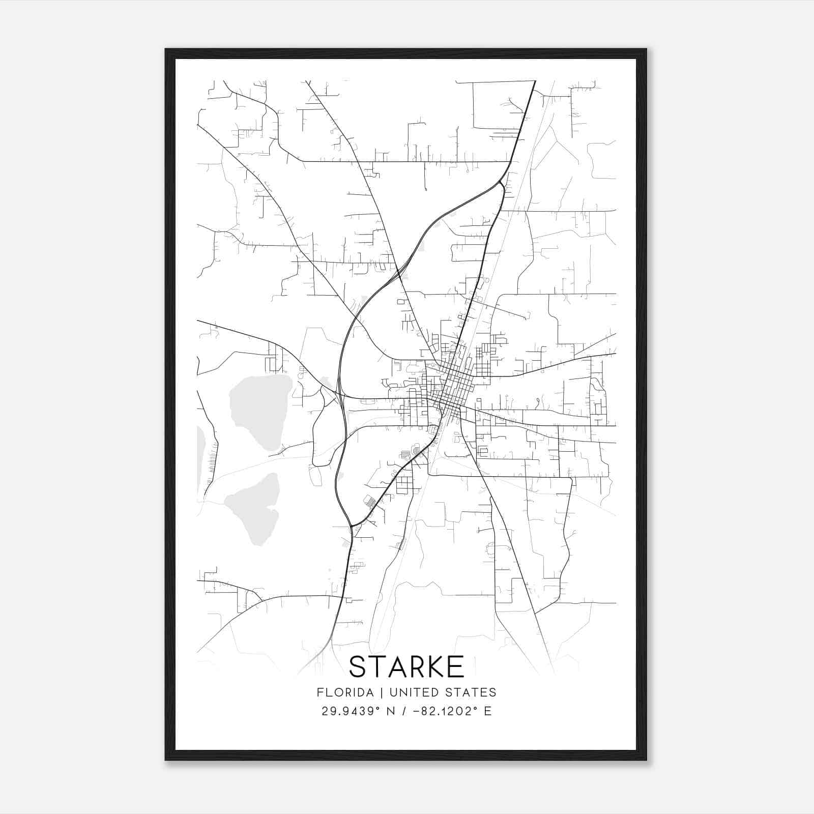 Starke Florida Map Poster, Modern Home Decor Wall Art Print - Custom ...