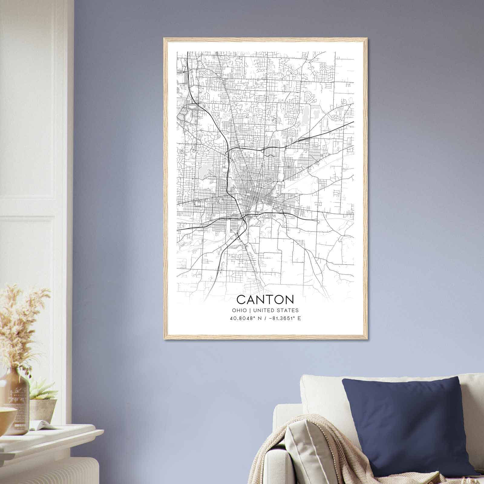 Canton Ohio Map Poster, Modern Home Decor Wall Art Print - Custom Maps ...