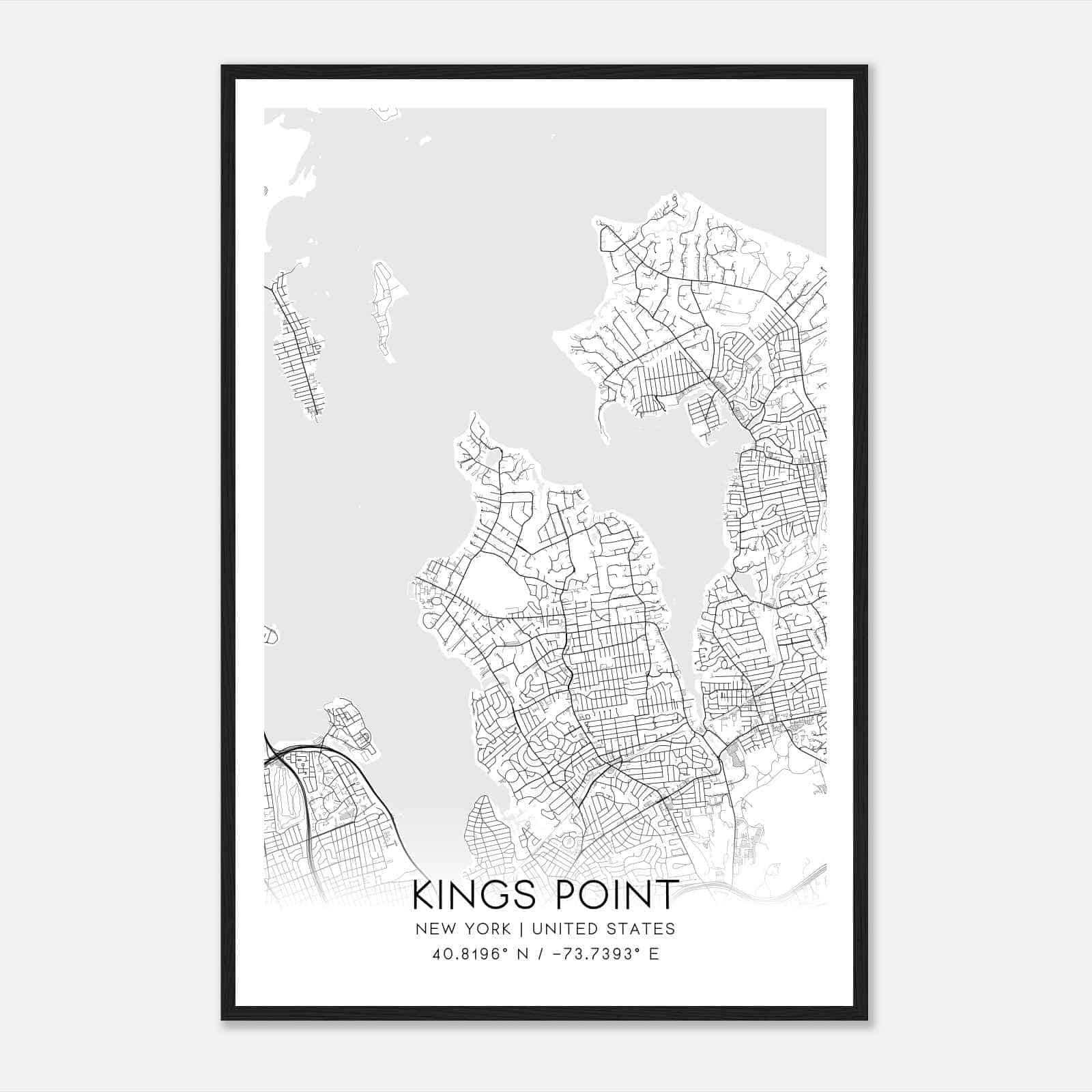Kings Point New York Map Poster, Modern Home Decor Wall Art Print ...