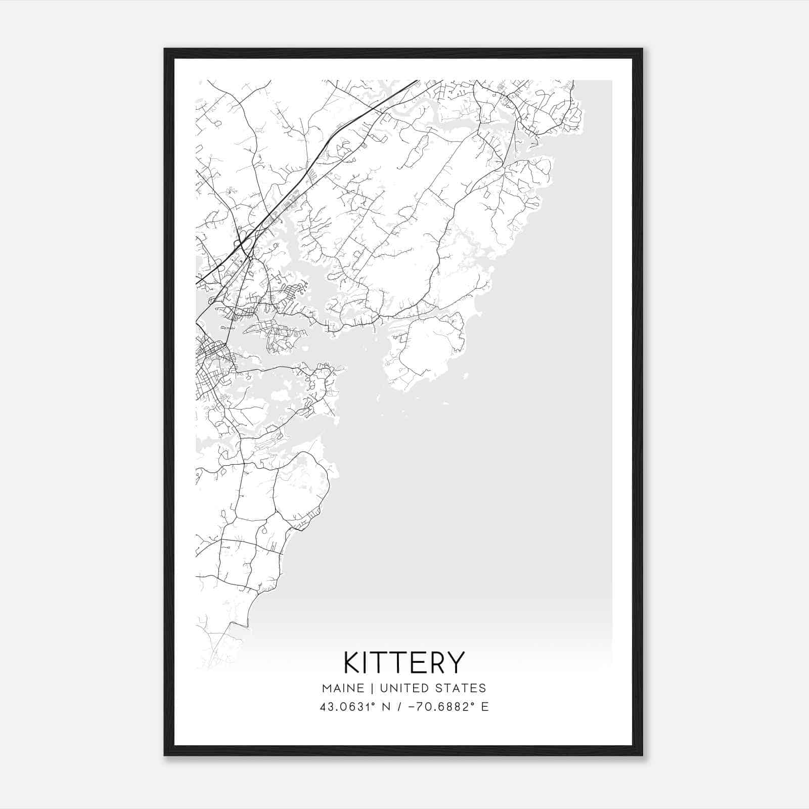 Kittery Maine Map Poster, Modern Home Decor Wall Art Print - Custom Maps & Posters