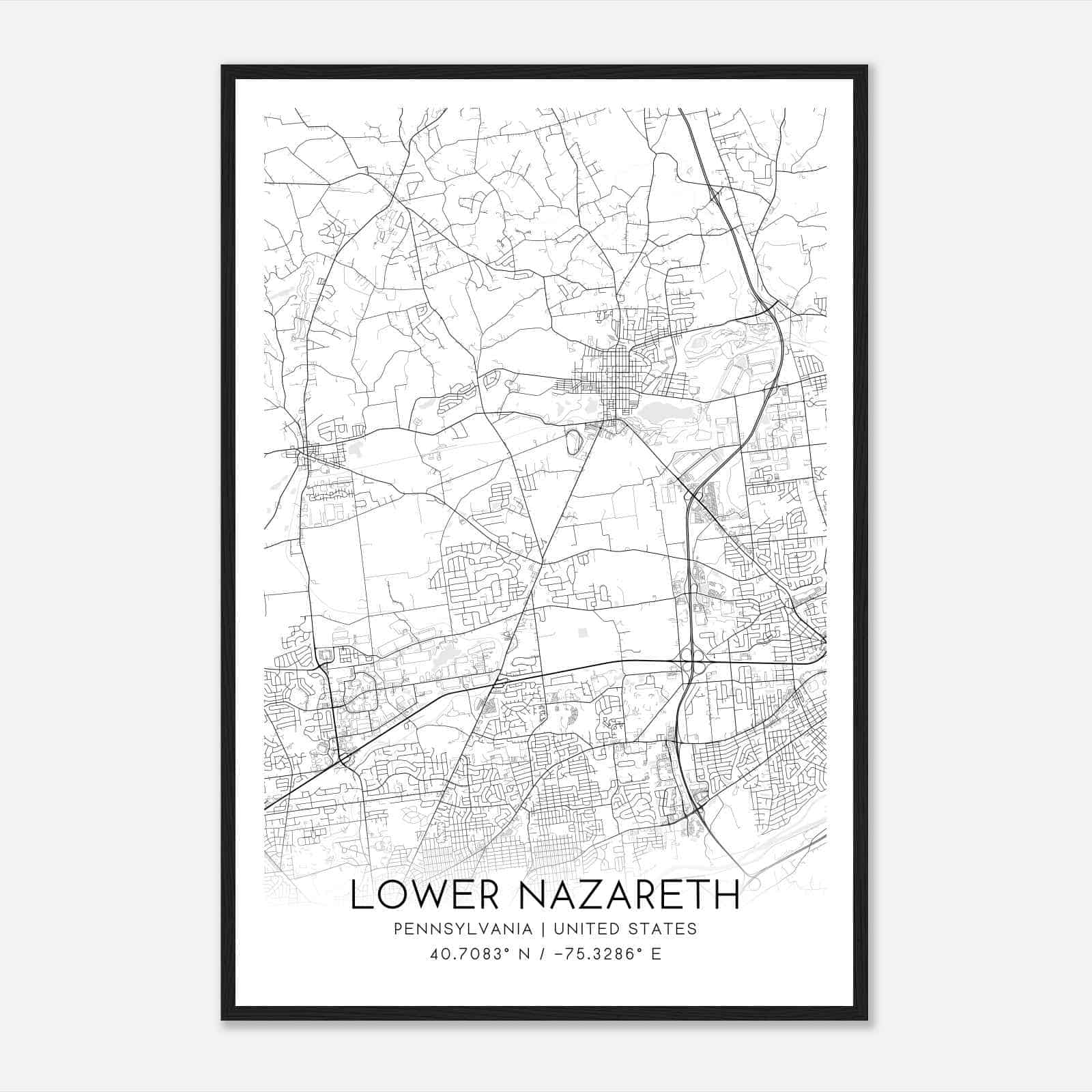 Lower Nazareth Pennsylvania Map Poster, Modern Home Decor Wall Art ...
