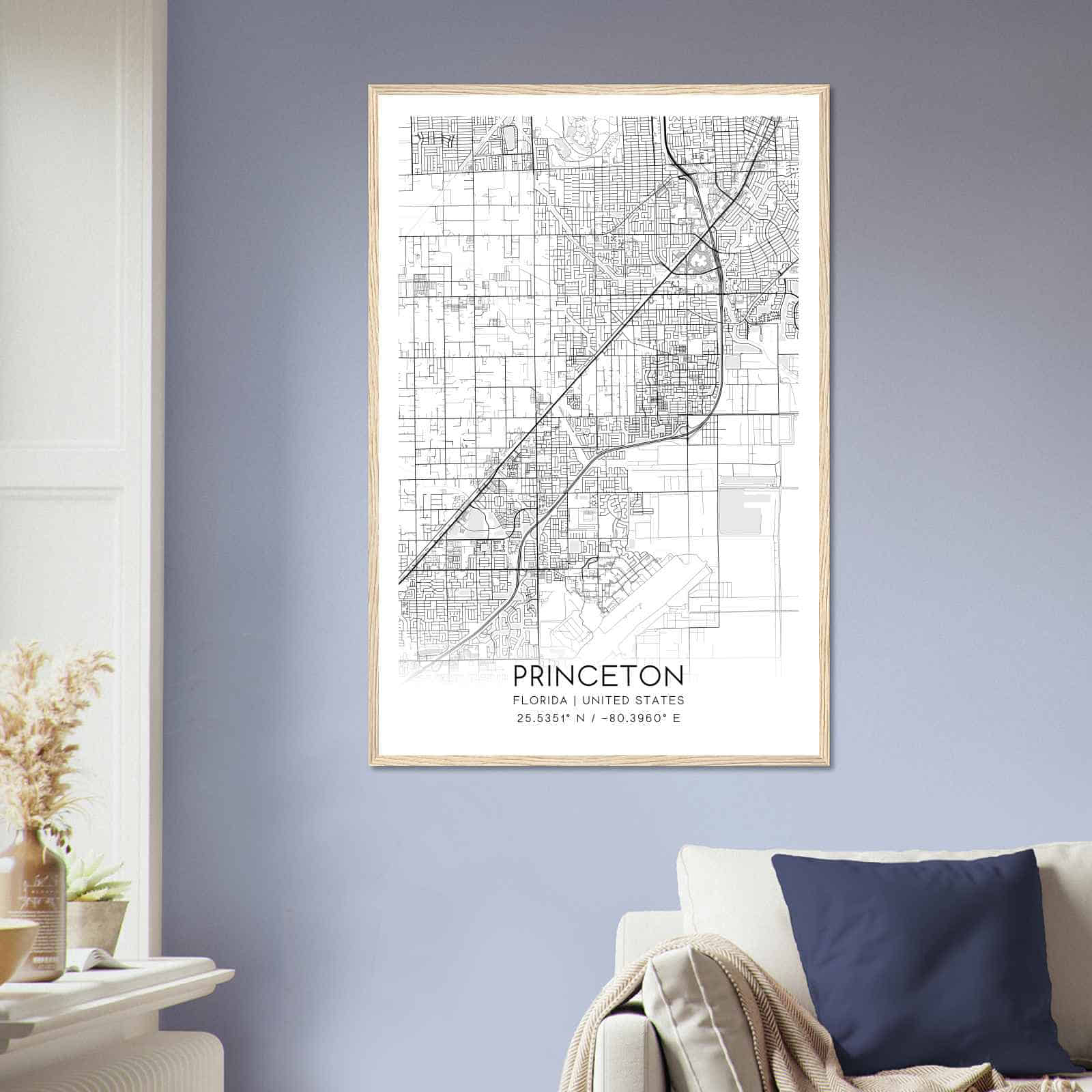 Princeton Florida Map Poster, Modern Home Decor Wall Art Print - Custom ...