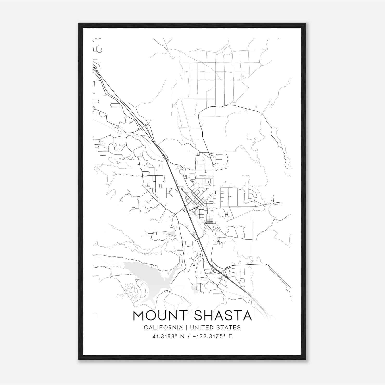 Mount Shasta California Map Poster, Modern Home Decor Wall Art Print ...