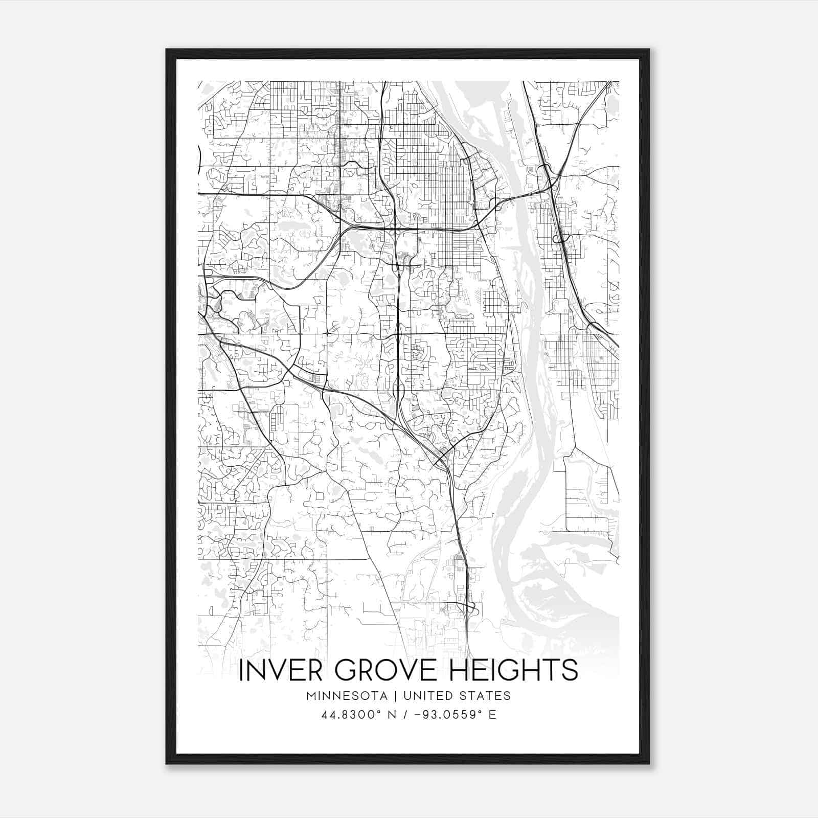 Inver Grove Heights Minnesota Map Poster, Modern Home Decor Wall Art ...