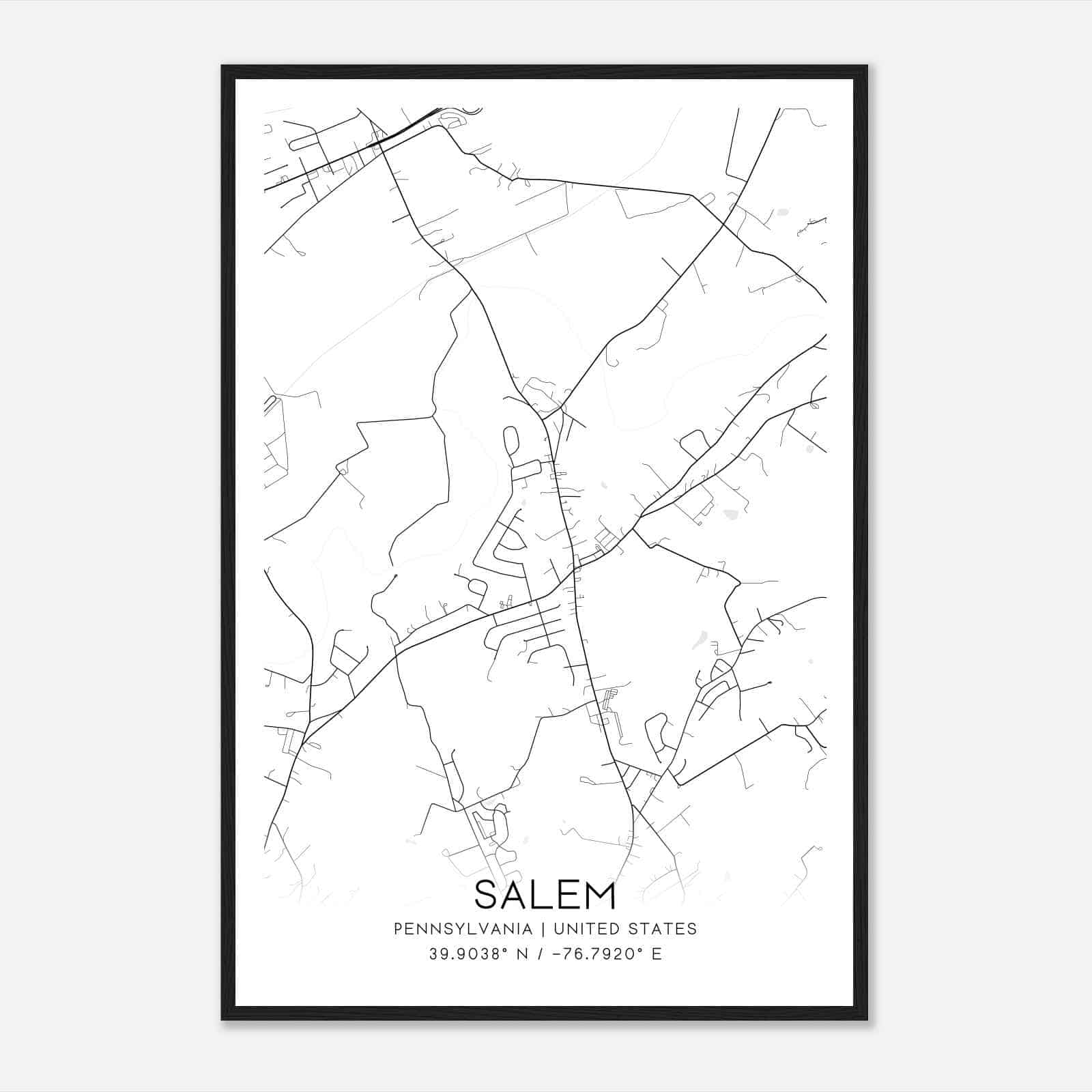 Salem Pennsylvania Map Poster, Modern Home Decor Wall Art Print ...