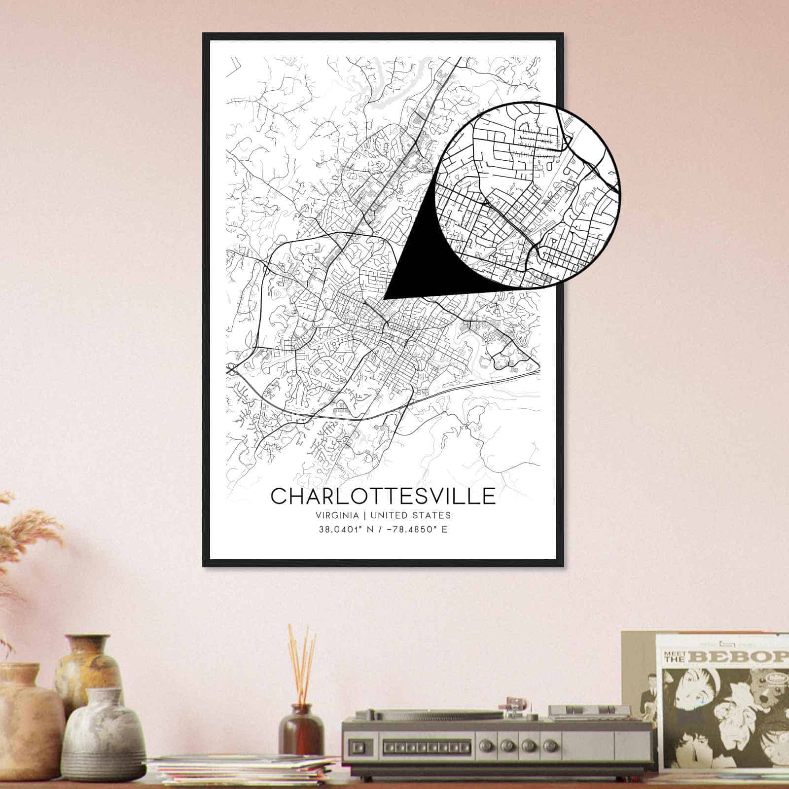 Charlottesville Virginia Map Poster, Modern Home Decor Wall Art Print ...