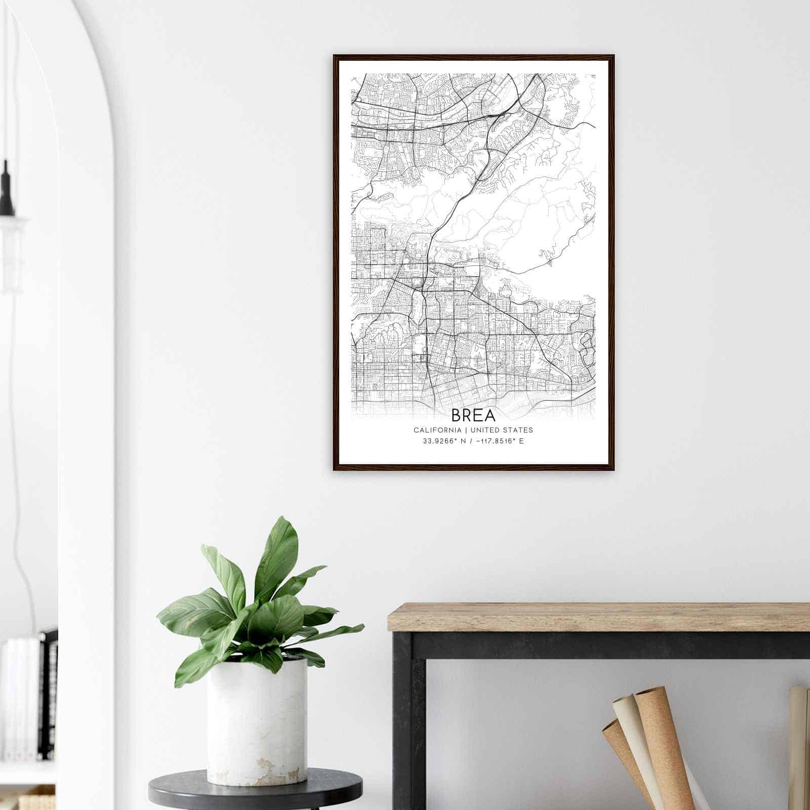 Brea California Map Poster, Modern Home Decor Wall Art Print - Custom ...