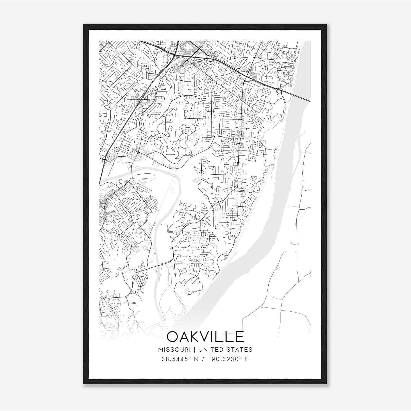 Oakville Missouri Map Poster, Modern Home Decor Wall Art Print - Custom ...