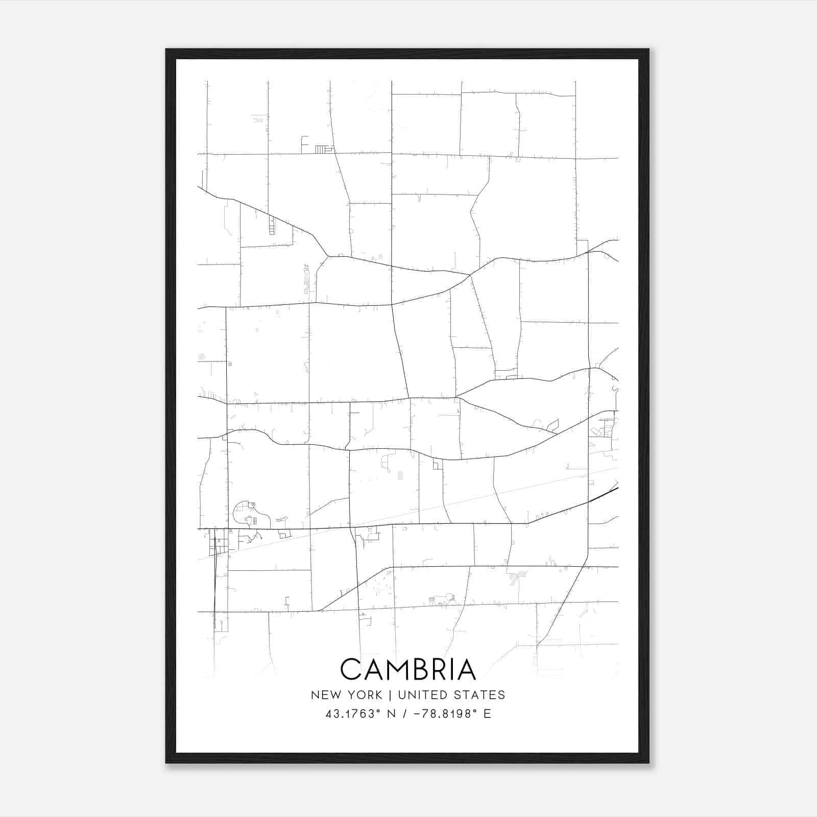 Cambria New York Map Poster, Modern Home Decor Wall Art Print - Custom ...
