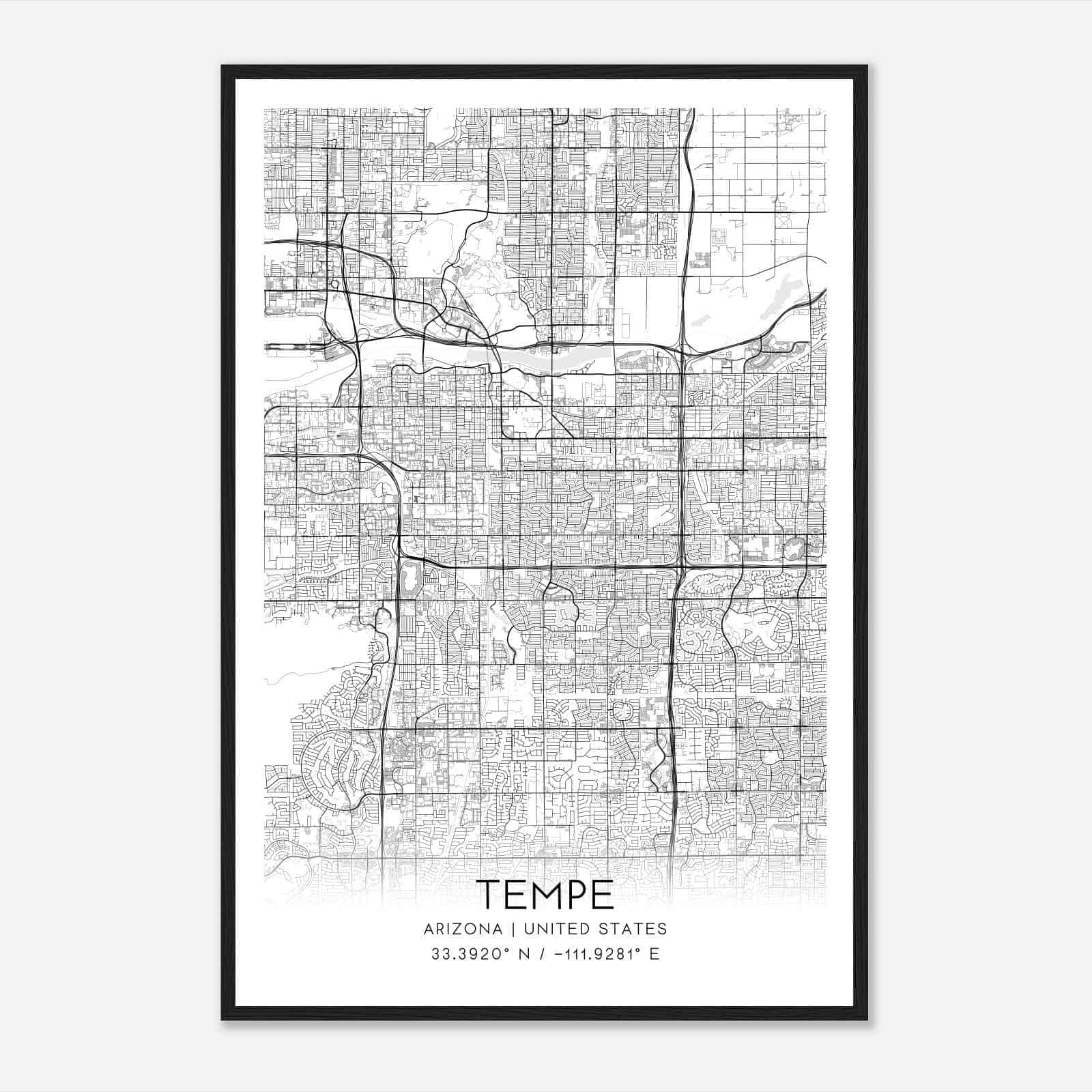 Tempe Arizona Map Poster, Modern Home Decor Wall Art Print - Custom ...
