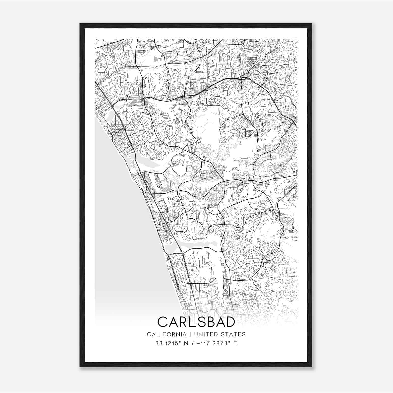 Carlsbad California Map Poster, Modern Home Decor Wall Art Print ...