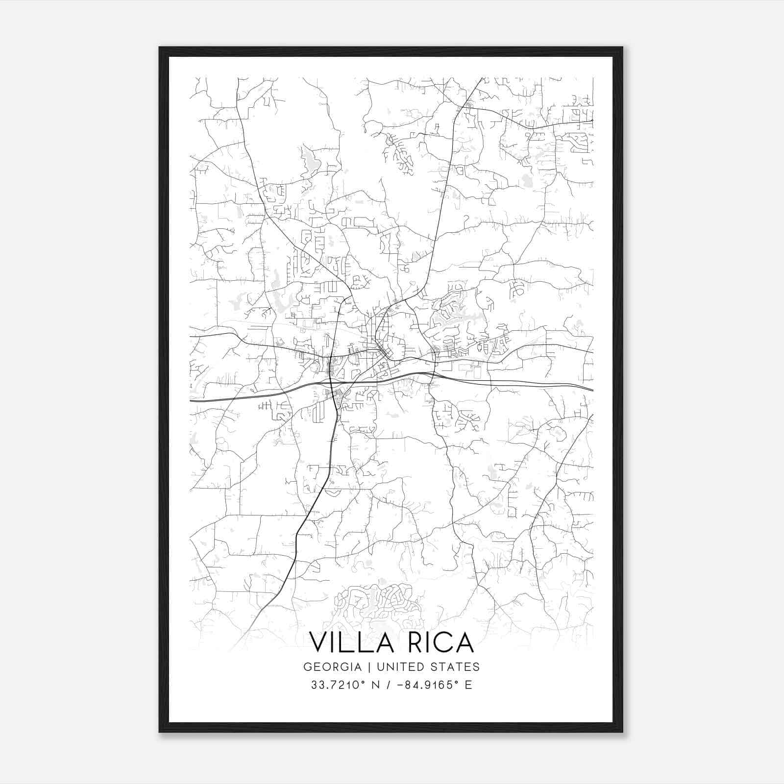 Villa Rica Georgia Map Poster, Modern Home Decor Wall Art Print ...