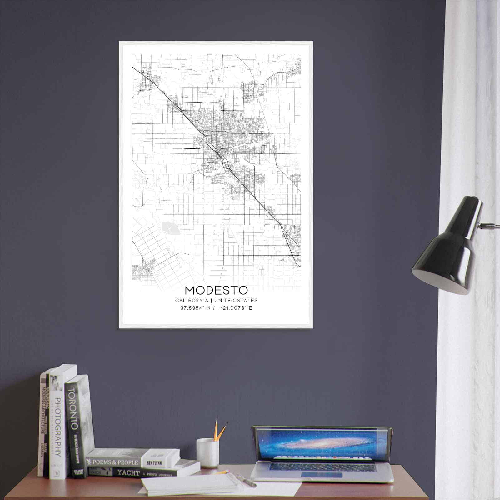 Modesto California Map Poster, Modern Home Decor Wall Art Print ...