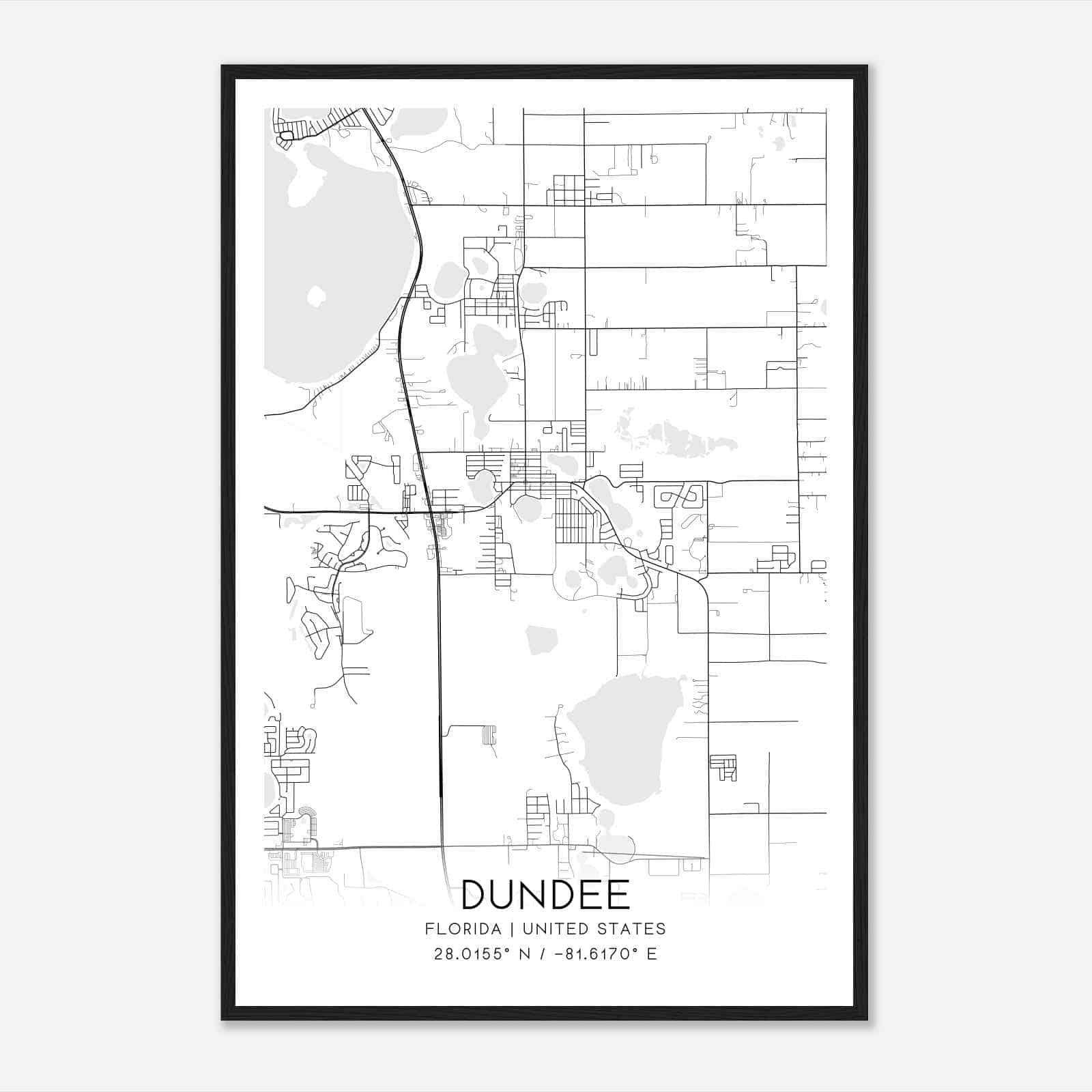 Dundee Florida Map Poster, Modern Home Decor Wall Art Print - Custom ...
