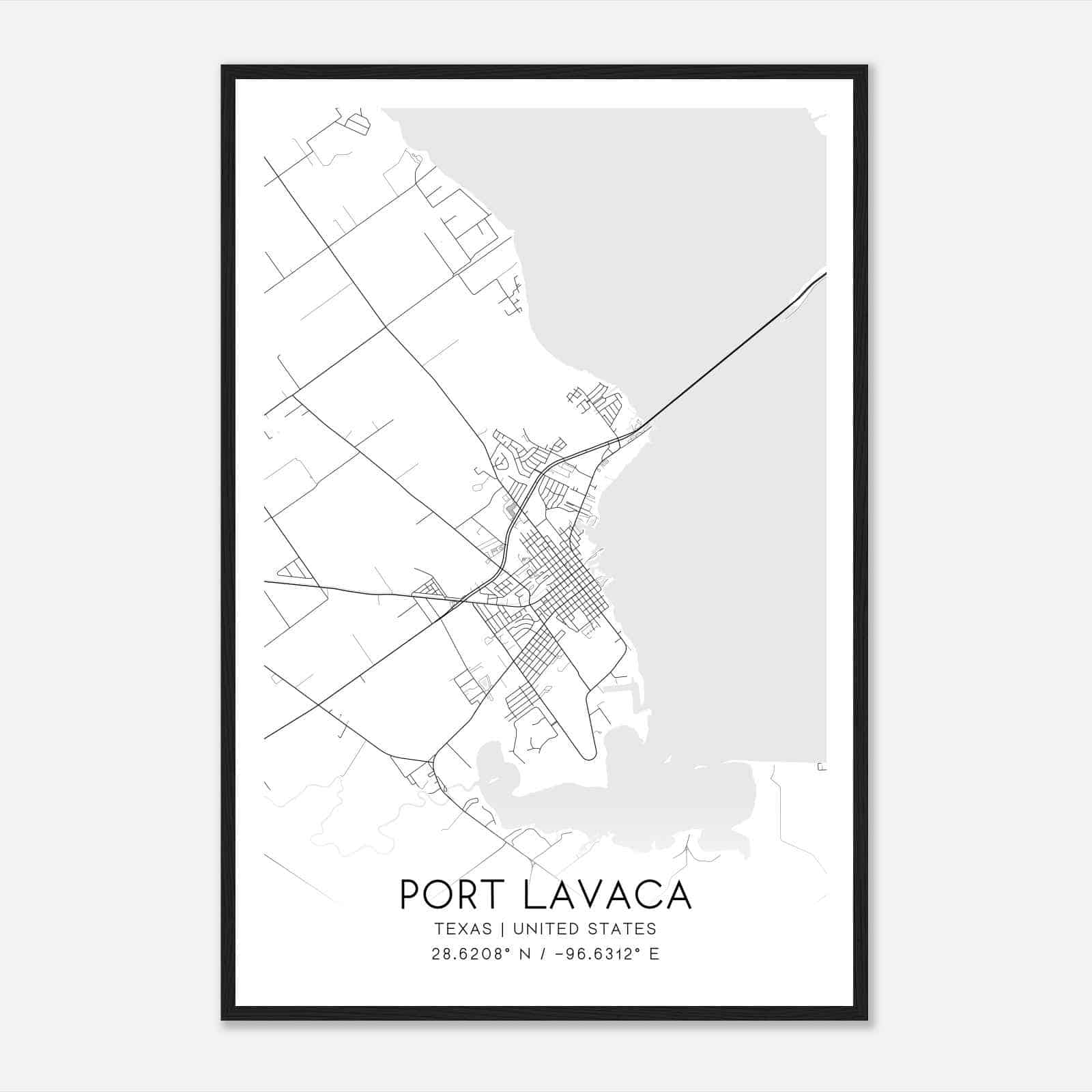 Port Lavaca Texas Map Poster, Modern Home Decor Wall Art Print - Custom ...