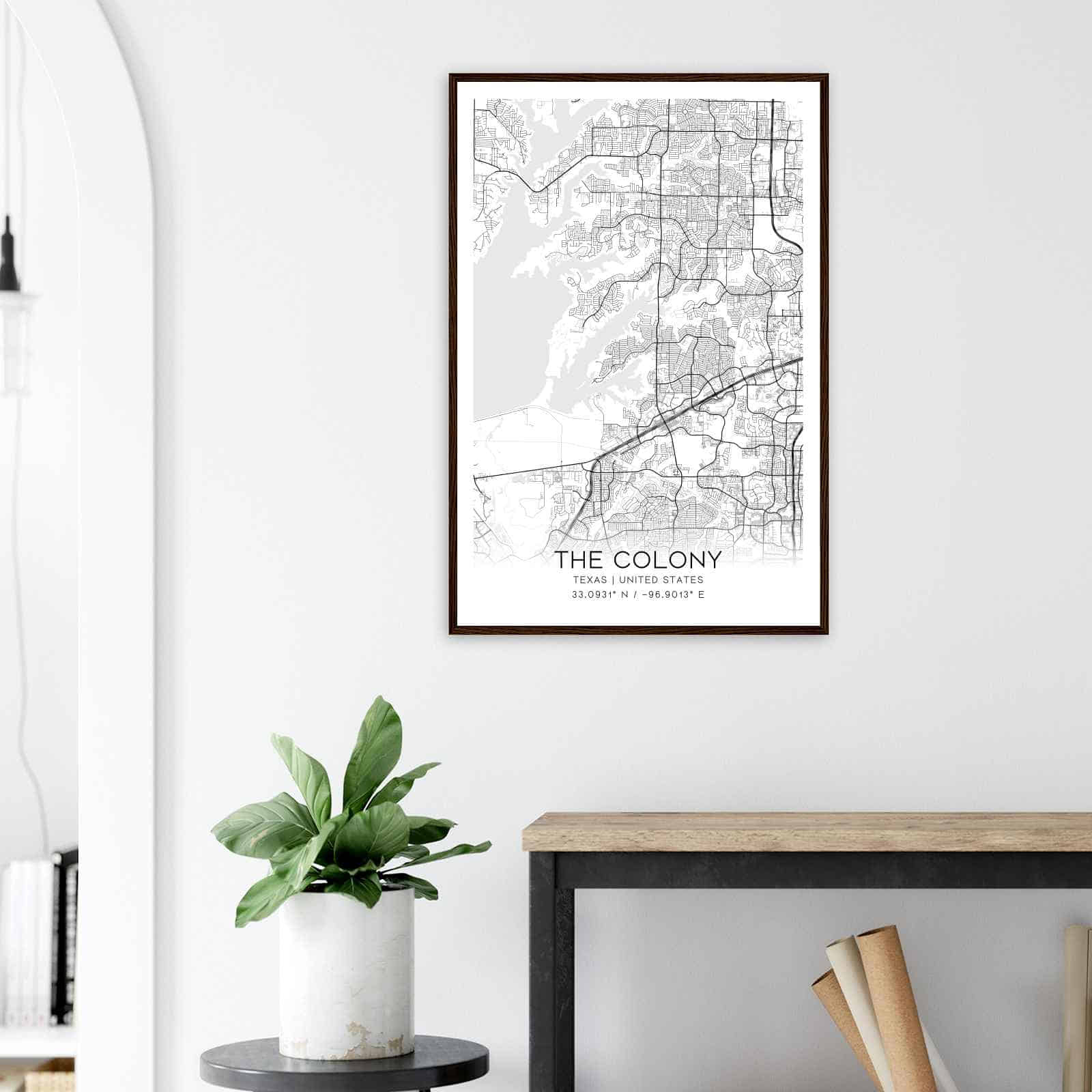 The Colony Texas Map Poster, Modern Home Decor Wall Art Print - Custom ...