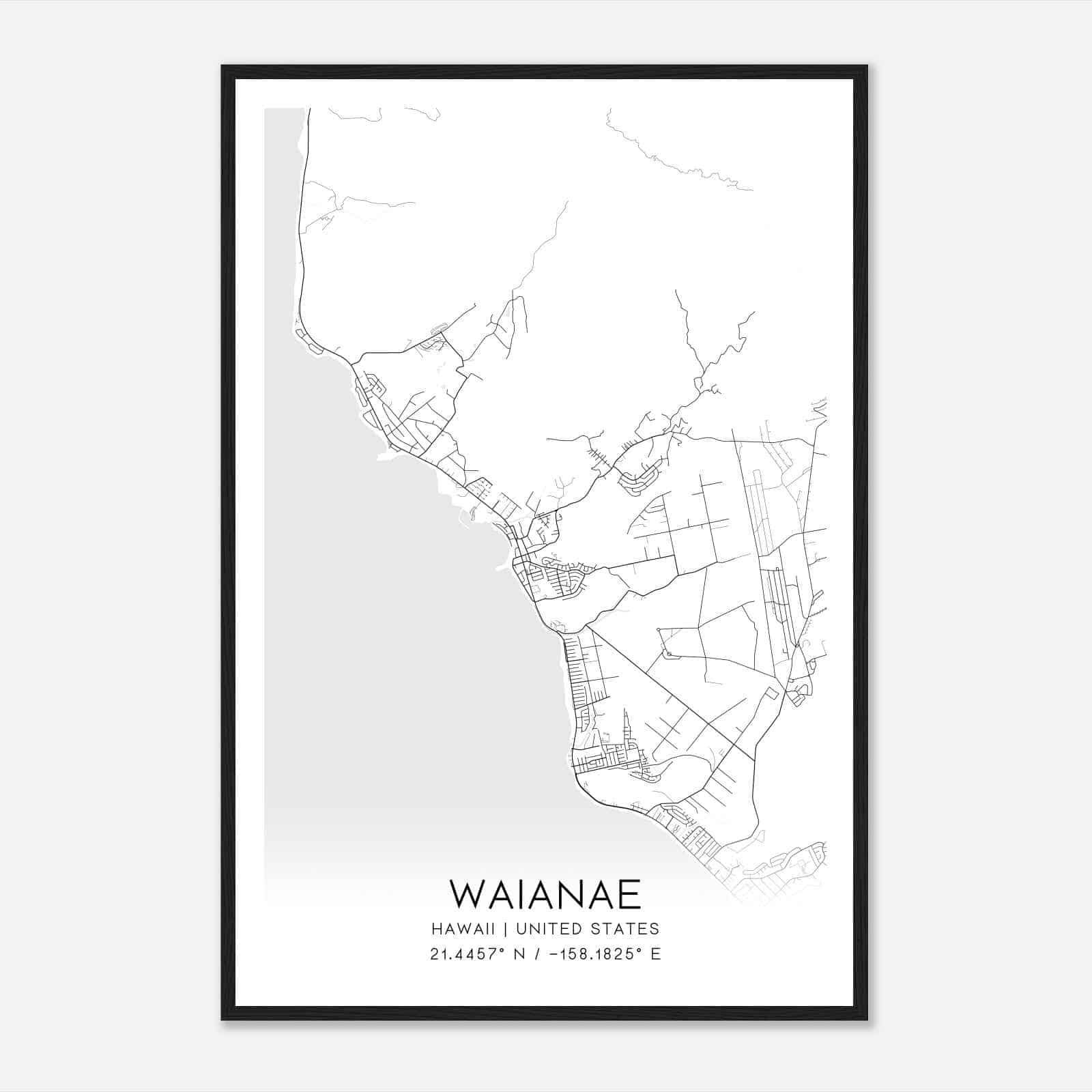 Waianae Hawaii Map Poster, Modern Home Decor Wall Art Print - Custom ...