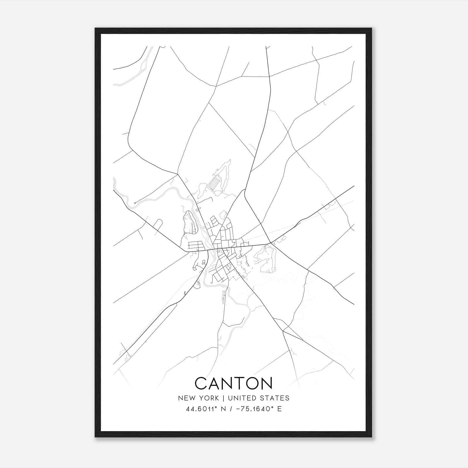 Canton New York Map Poster, Modern Home Decor Wall Art Print - Custom ...