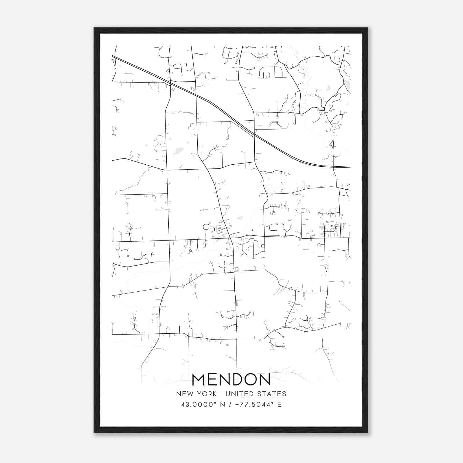 Vintage Mendon New York Map Poster, Modern Home Decor Wall Art Print ...