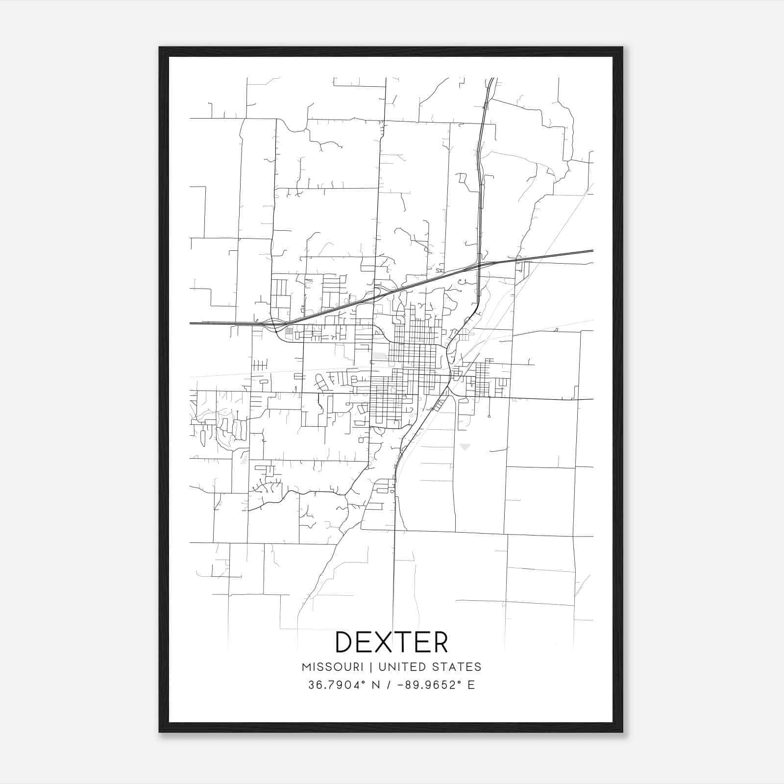 Dexter Missouri Map Poster, Modern Home Decor Wall Art Print - Custom ...