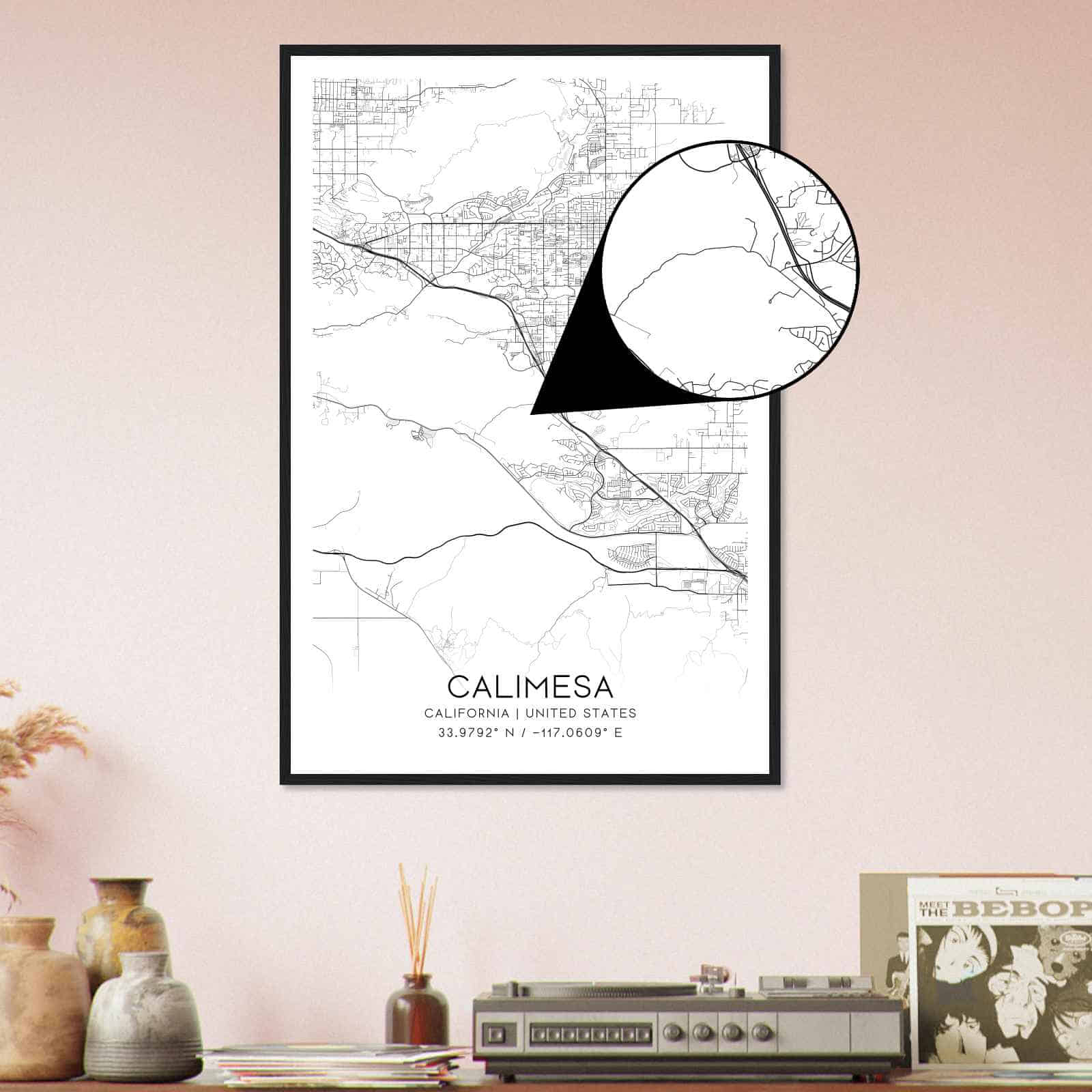 Calimesa California Map Poster, Modern Home Decor Wall Art Print ...