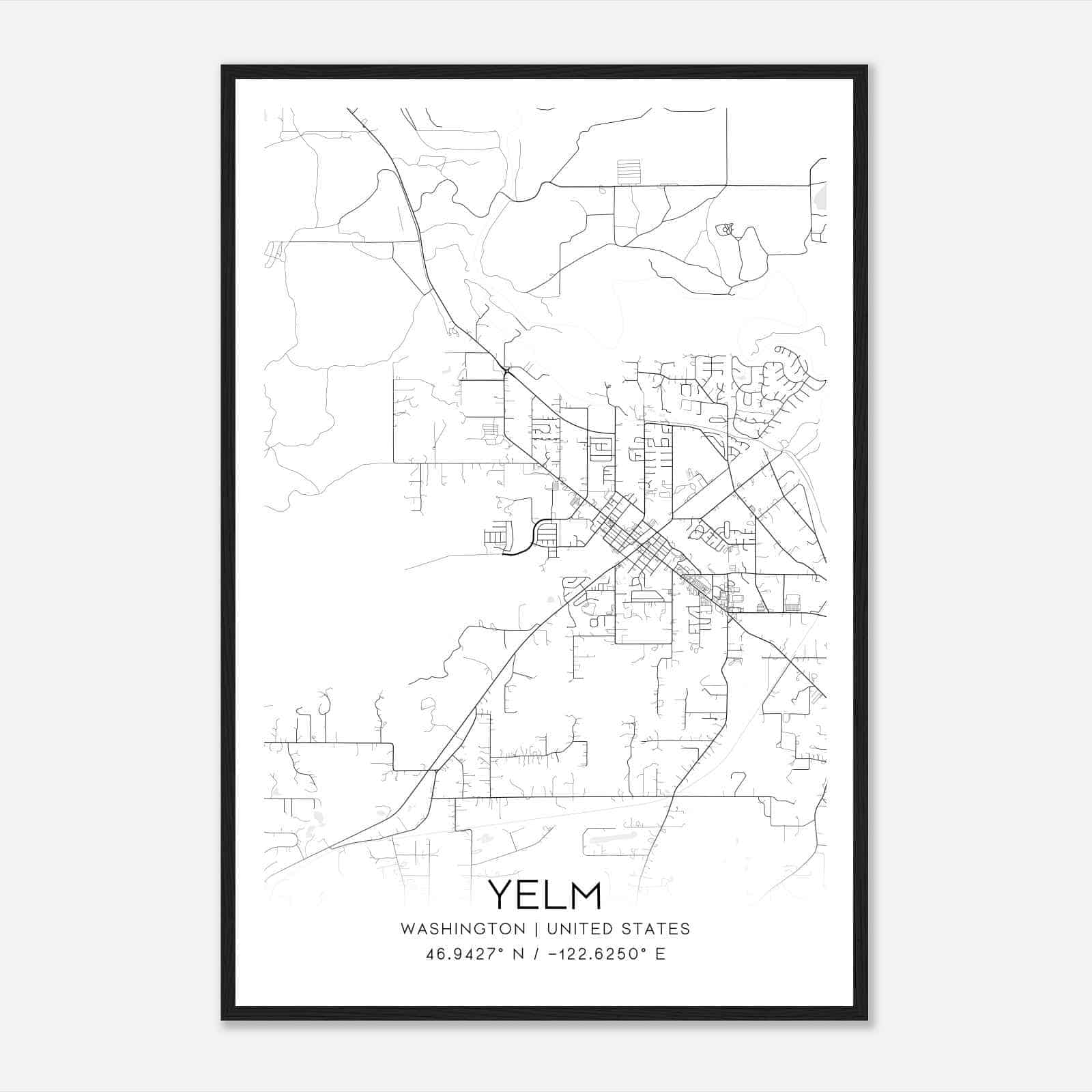 Yelm Washington Map Poster, Modern Home Decor Wall Art Print - Custom ...