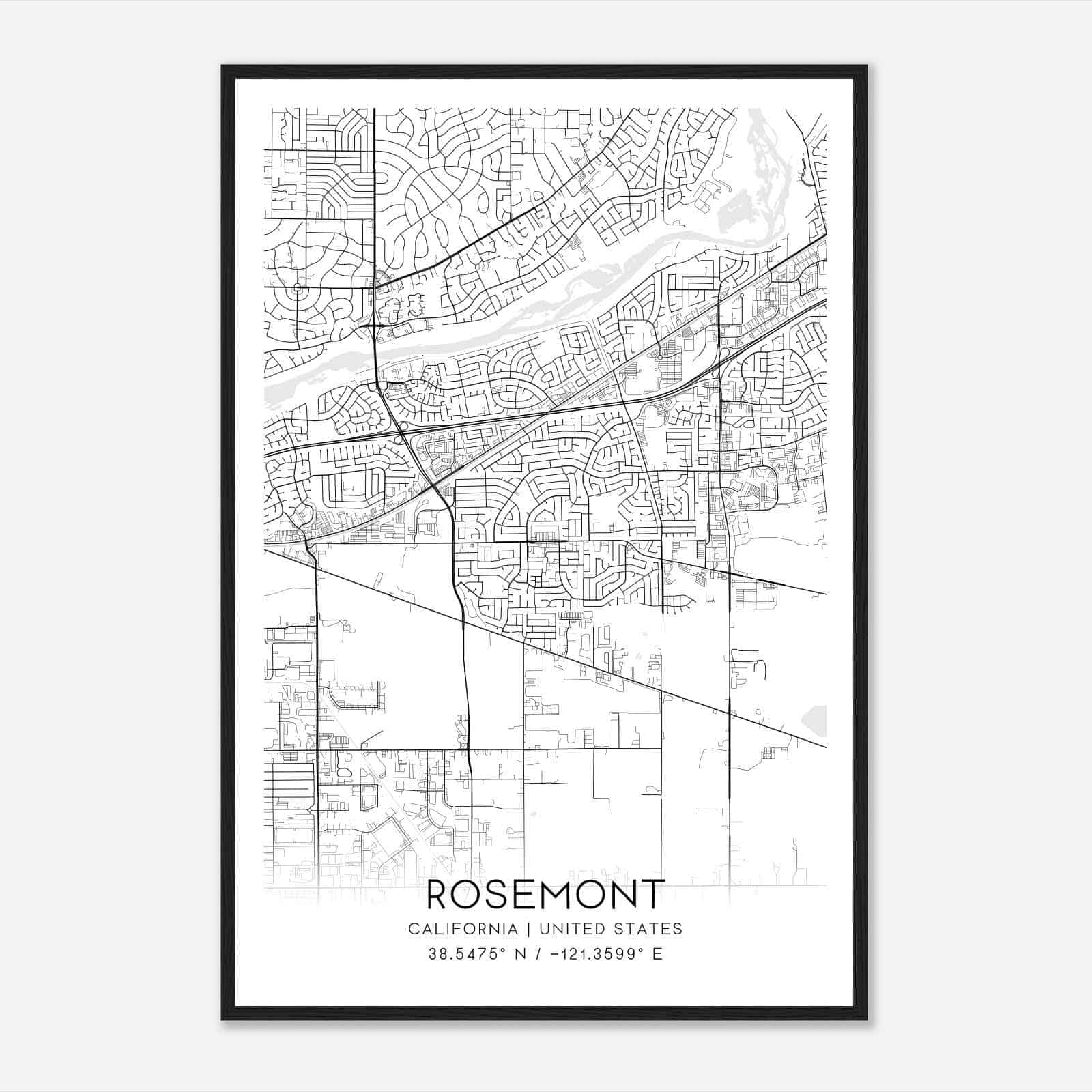 Rosemont California Map Poster, Modern Home Decor Wall Art Print ...