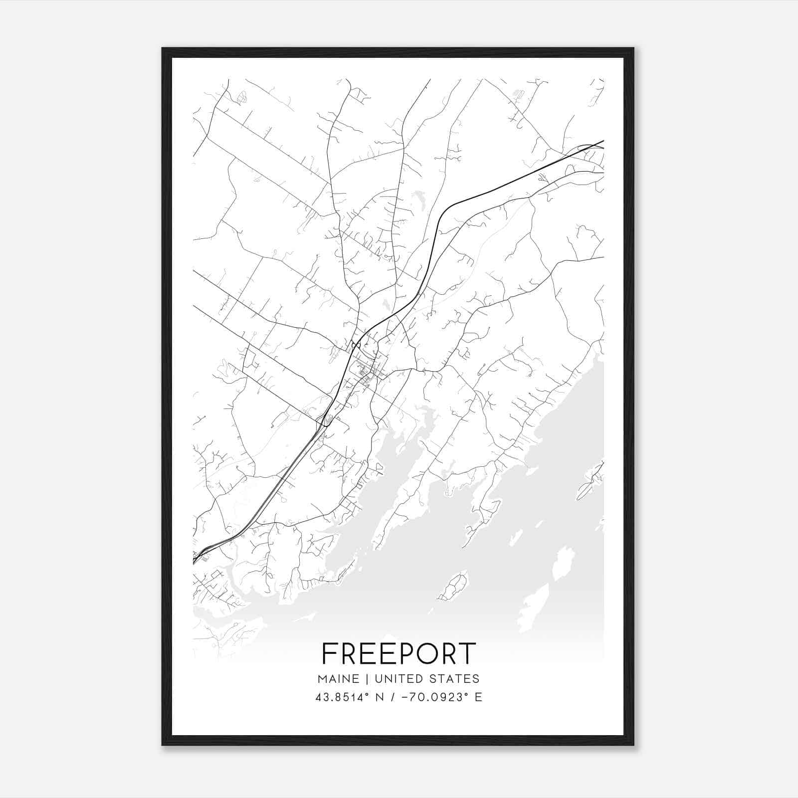 Freeport Maine Map Poster, Modern Home Decor Wall Art Print - Custom ...