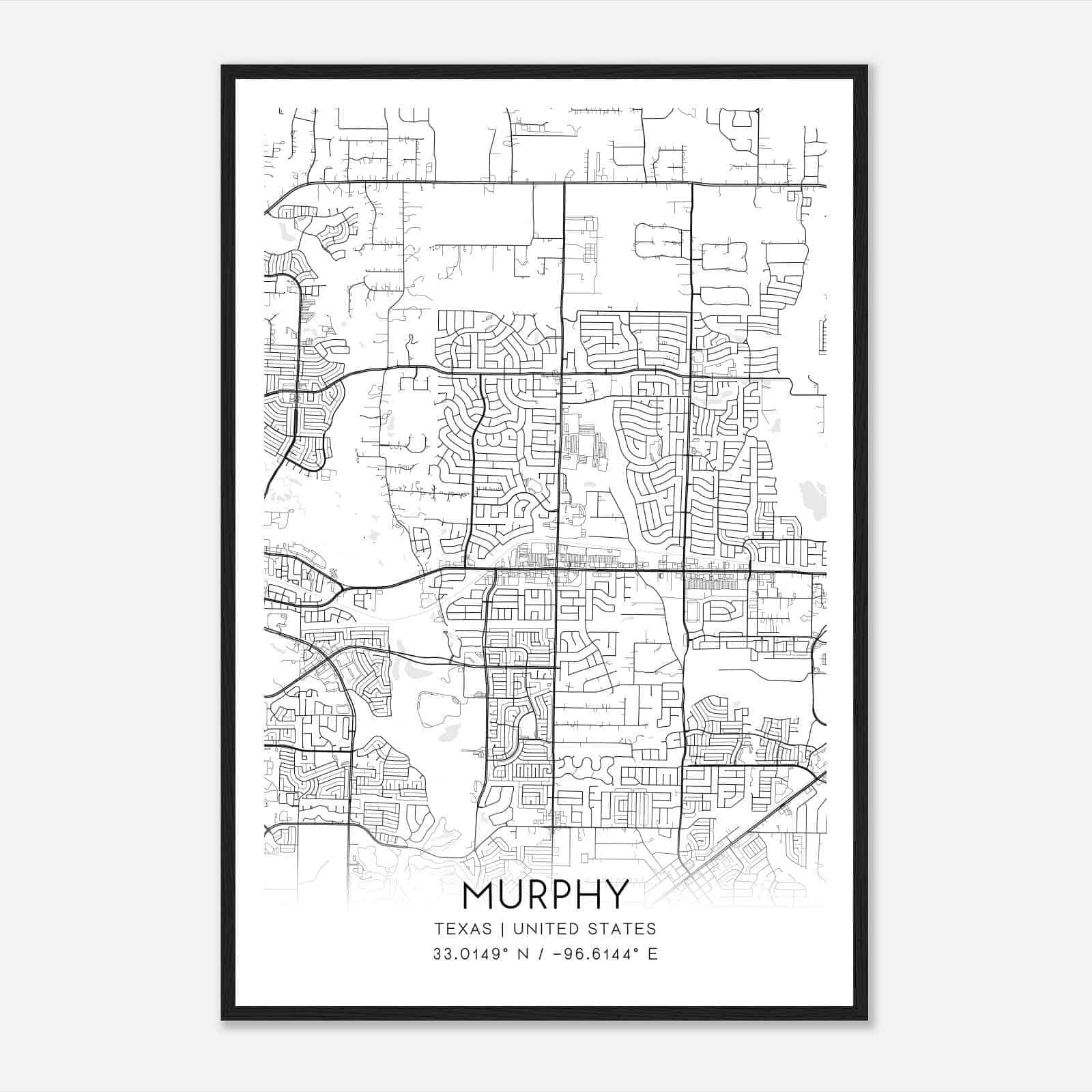 Murphy Texas Map Poster, Modern Home Decor Wall Art Print - Custom Maps ...