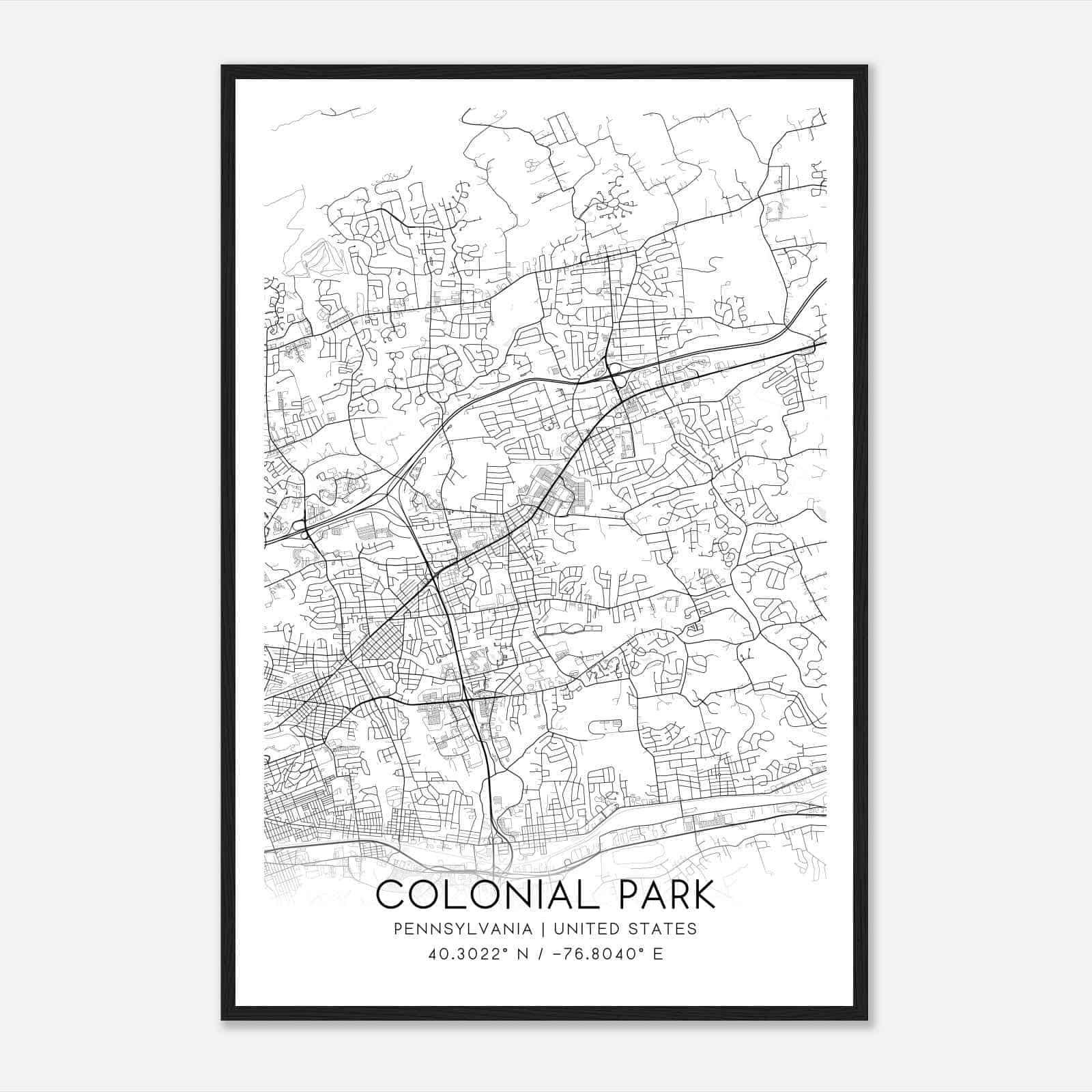 Colonial Park Pennsylvania Map Poster, Modern Home Decor Wall Art Print ...