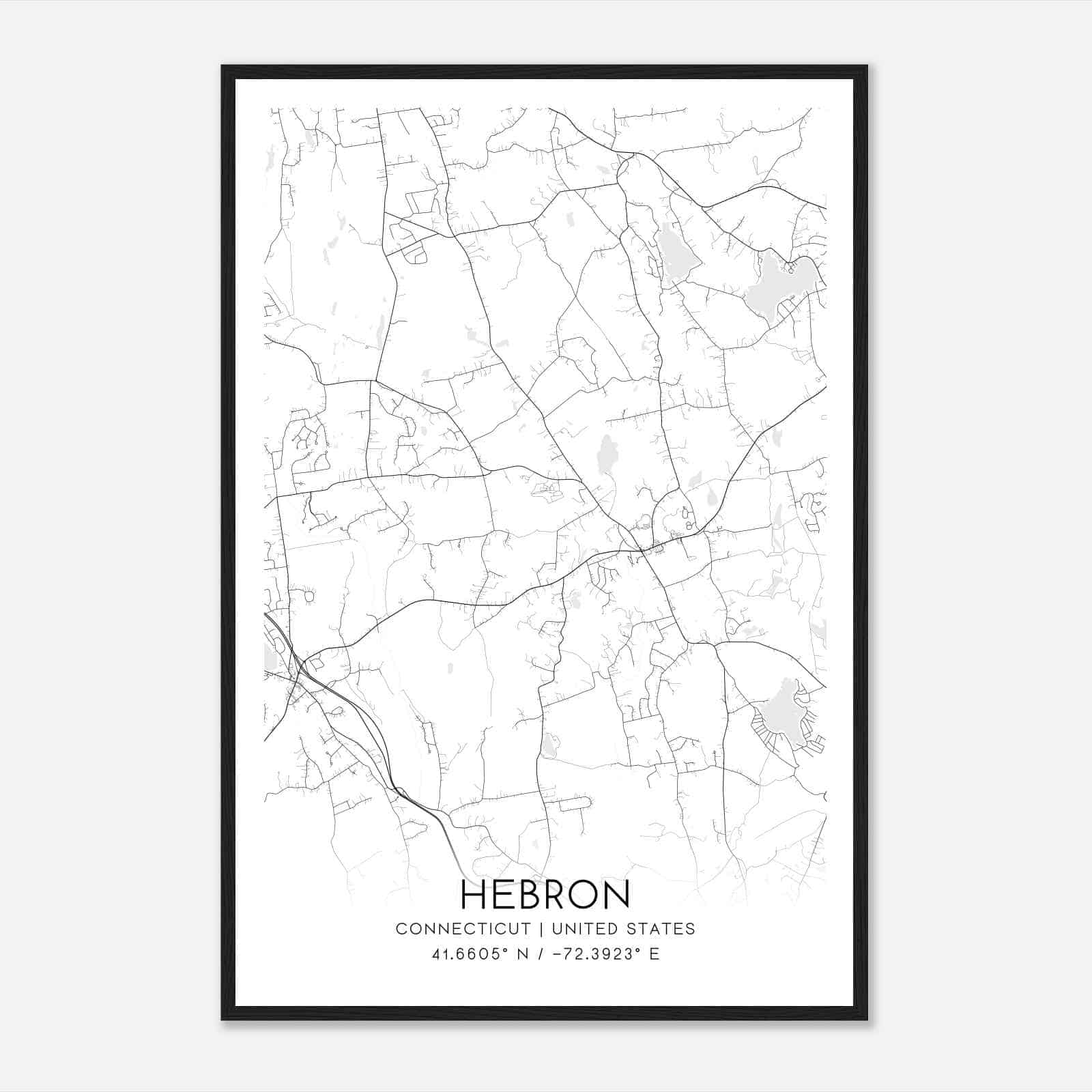 Hebron Connecticut Map Poster, Modern Home Decor Wall Art Print ...