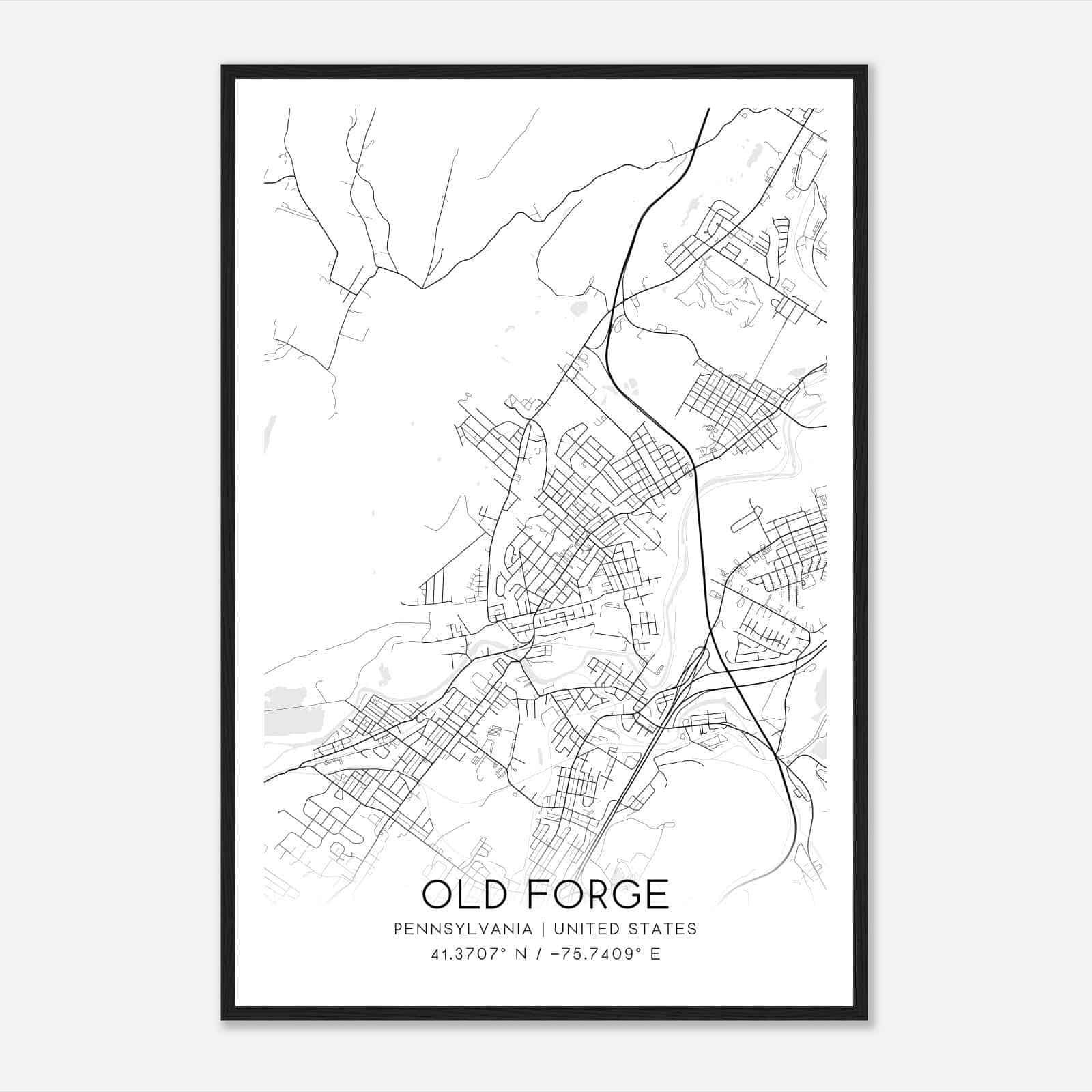 Old Forge Pennsylvania Map Poster, Modern Home Decor Wall Art Print ...