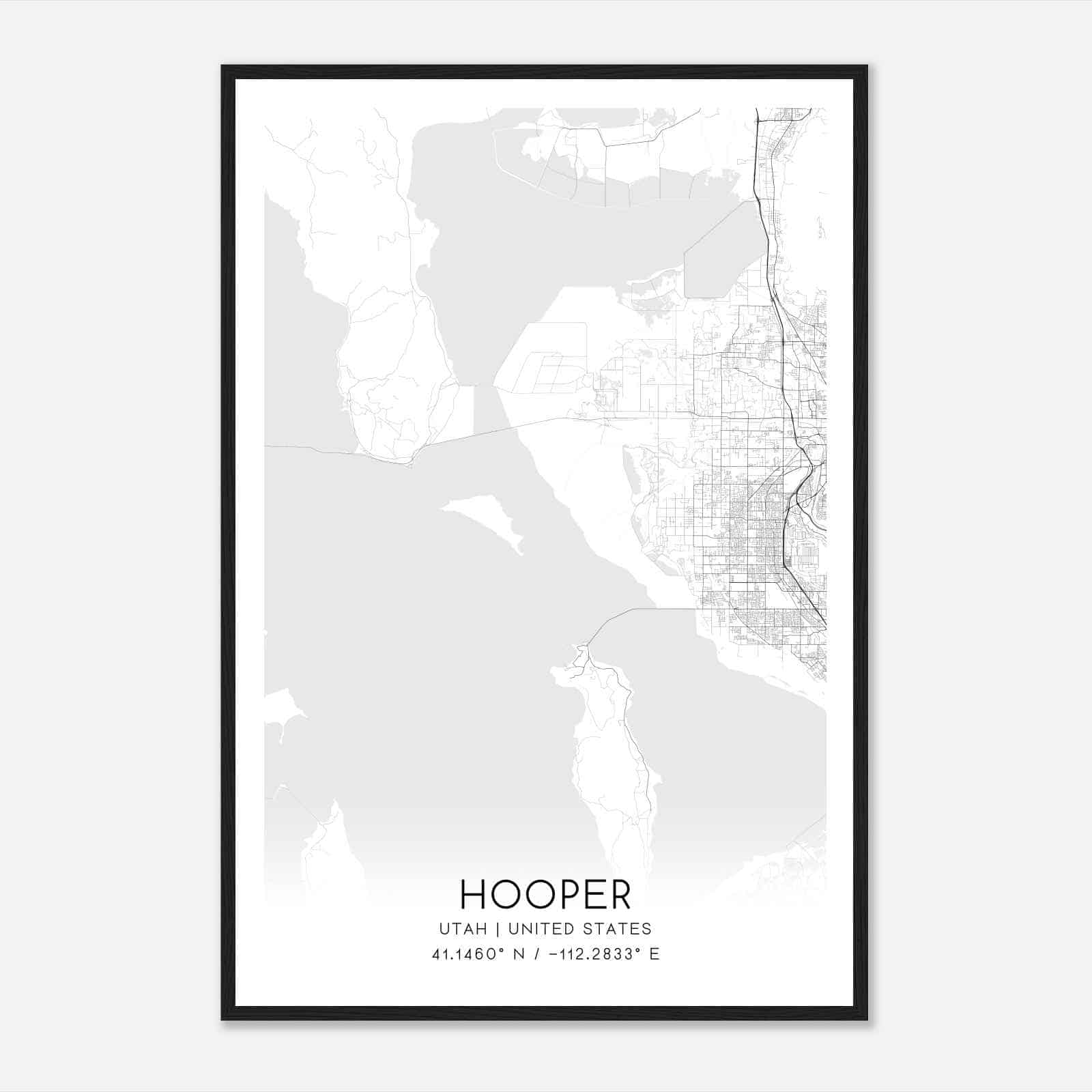 Hooper Utah Map Poster, Modern Home Decor Wall Art Print - Custom Maps ...