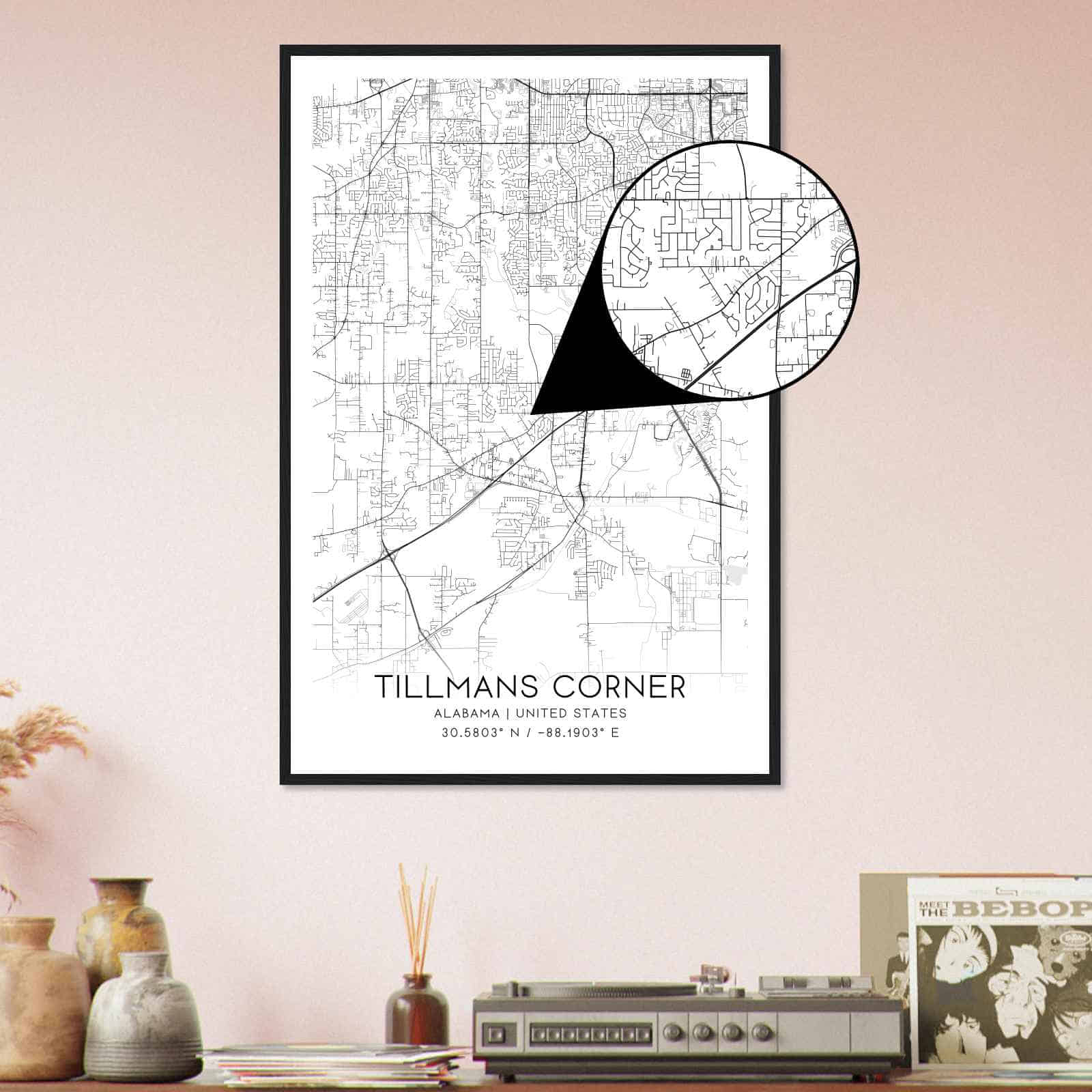Tillmans Corner Alabama Map Poster, Modern Home Decor Wall Art Print ...