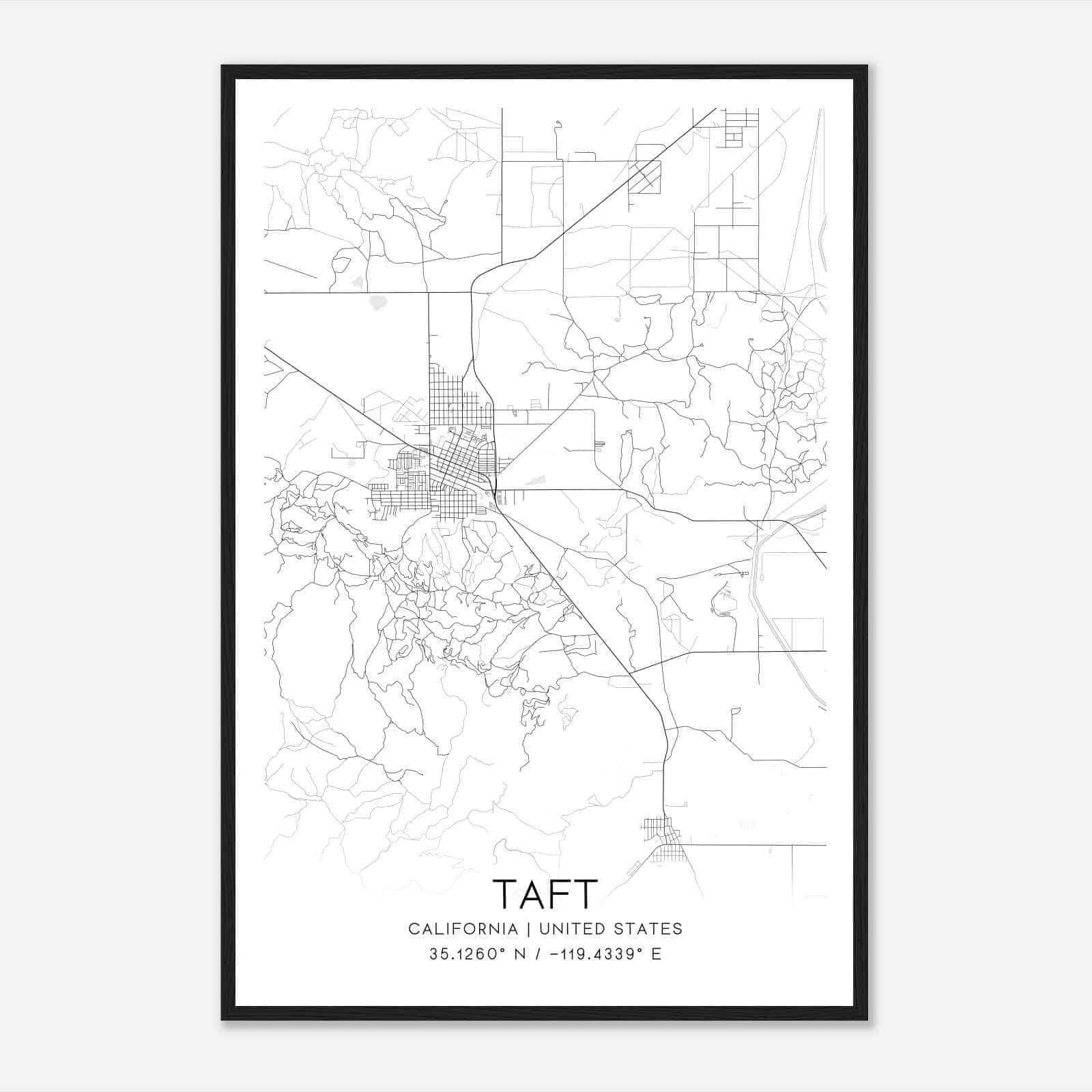Taft California Map Poster, Modern Home Decor Wall Art Print - Custom ...