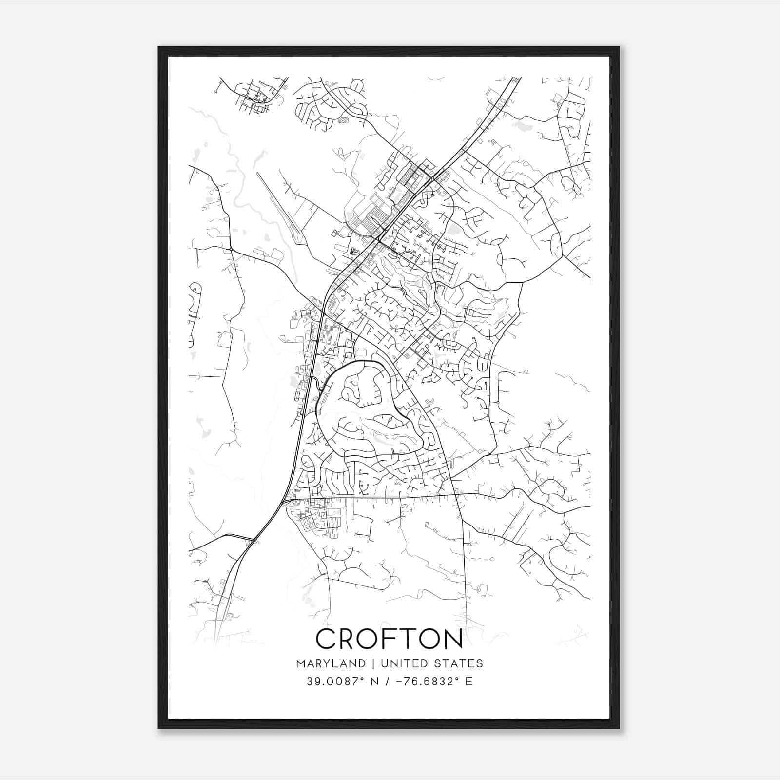 Crofton Maryland Map Poster, Modern Home Decor Wall Art Print - Custom ...