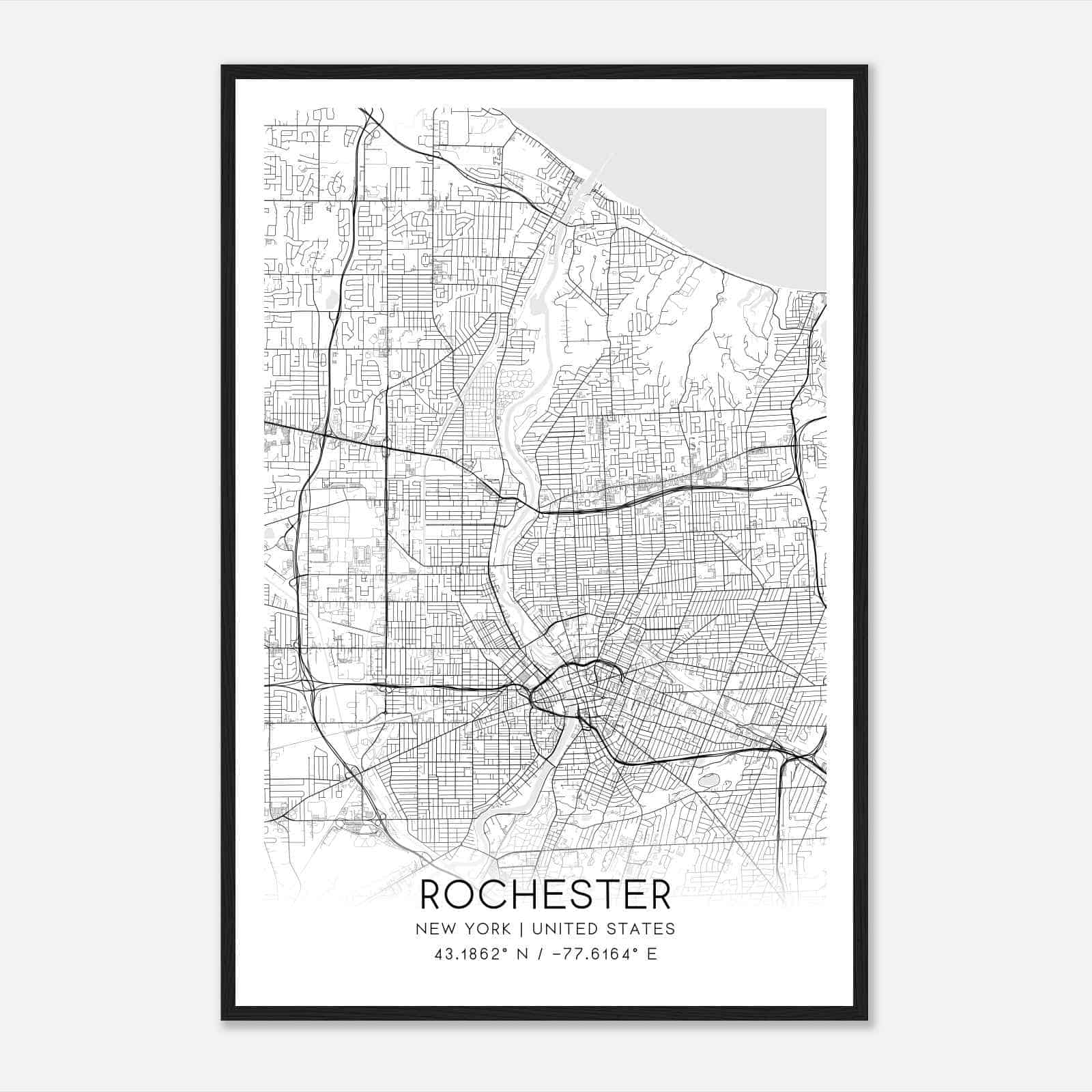 Rochester New York Map Poster, Modern Home Decor Wall Art Print ...