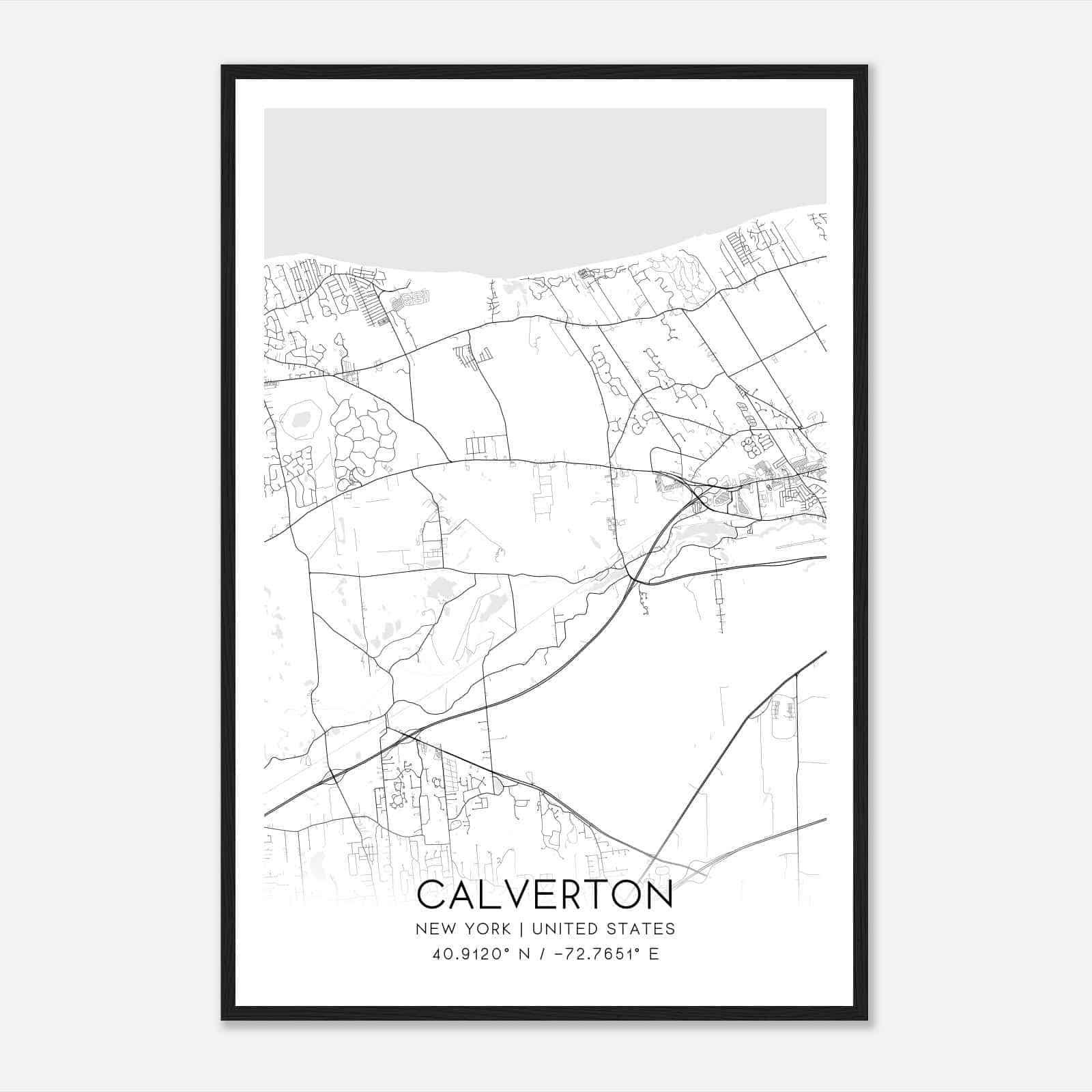 Calverton New York Map Poster, Modern Home Decor Wall Art Print ...